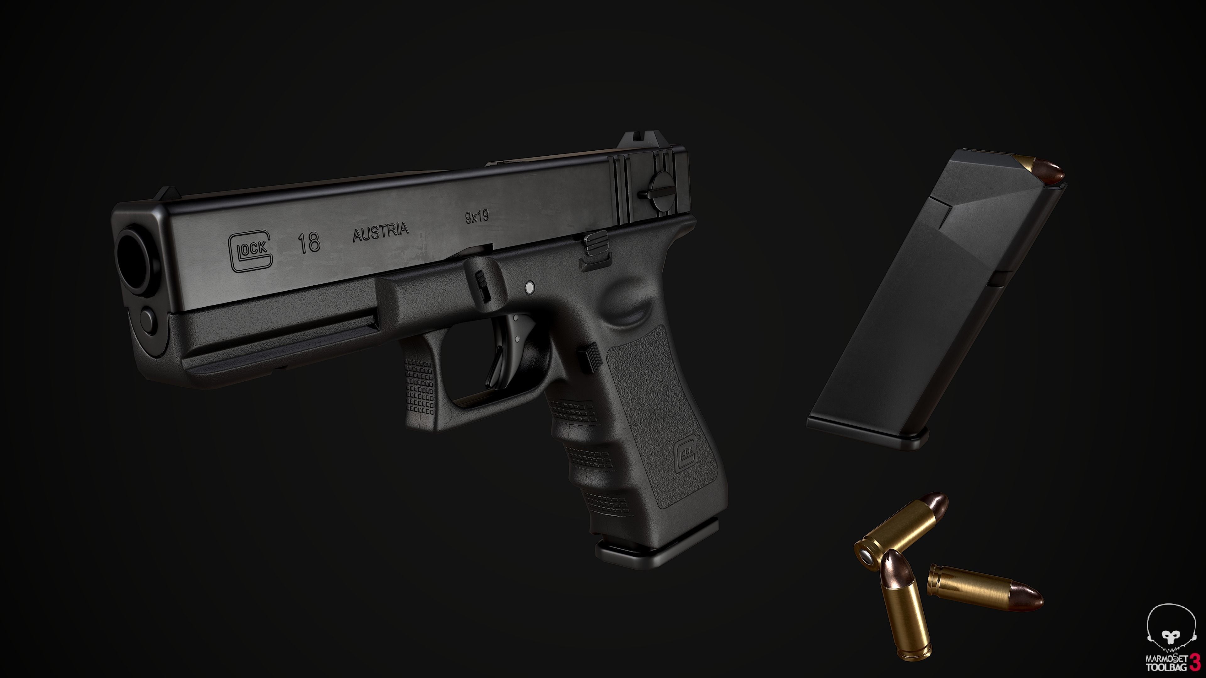 3D model Glock 18 gameready asset with textures VR / AR / low-poly ...
