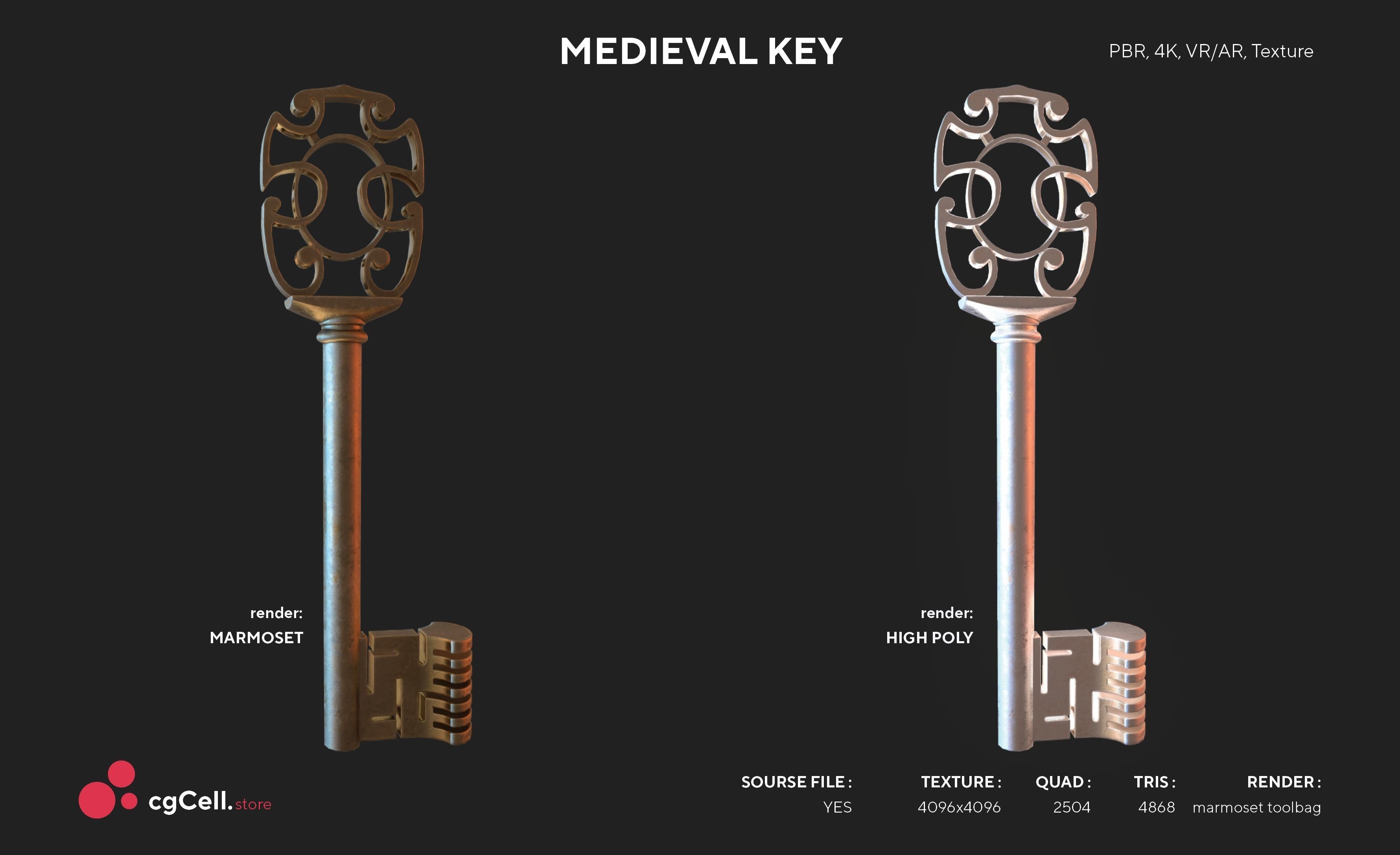 3D model Medieval Keys Set 03 AR low-poly 3D model VR / AR / low-poly ...