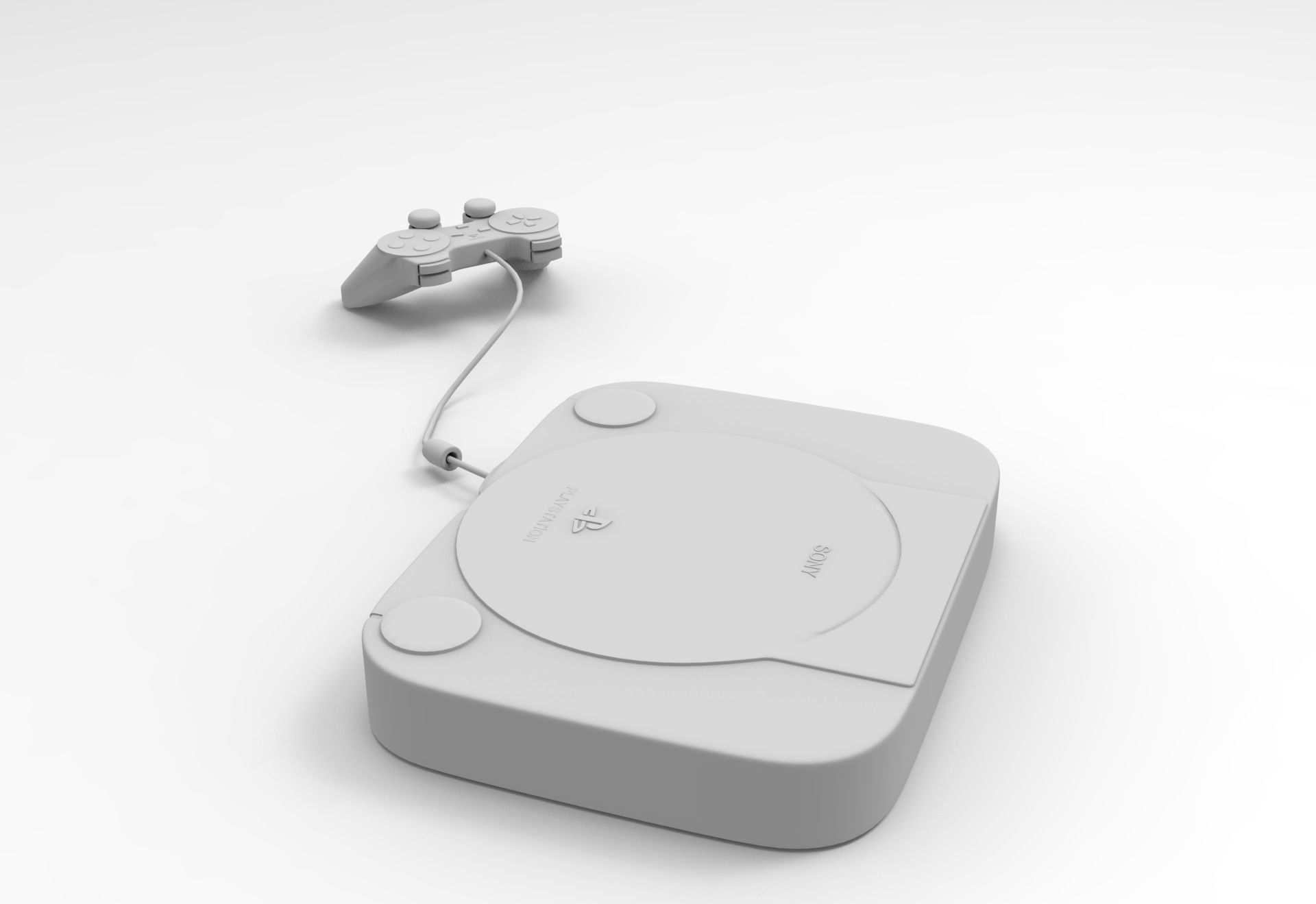3D model Playstation-1 playstation console connected to controller VR ...