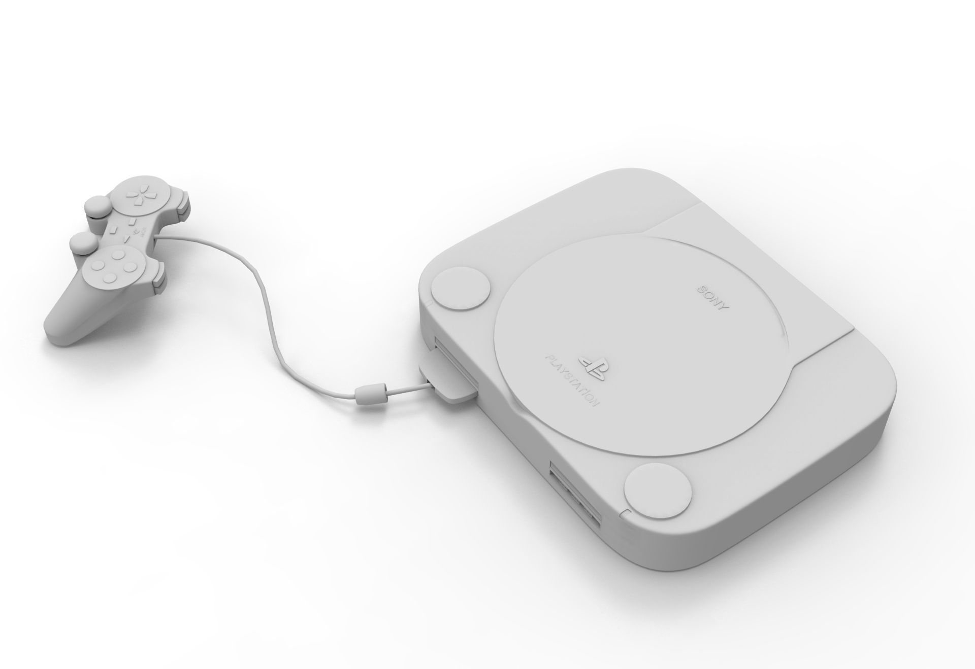 3D model Playstation-1 playstation console connected to controller VR ...