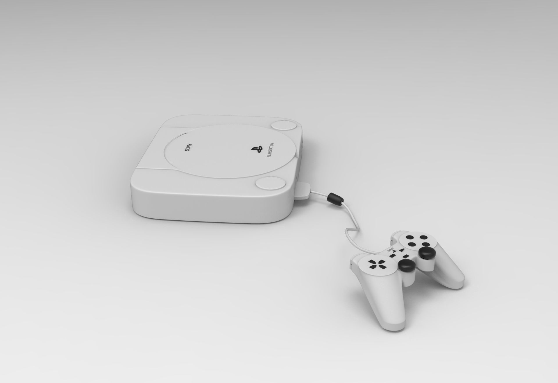 3D model Playstation-1 playstation console connected to controller VR ...