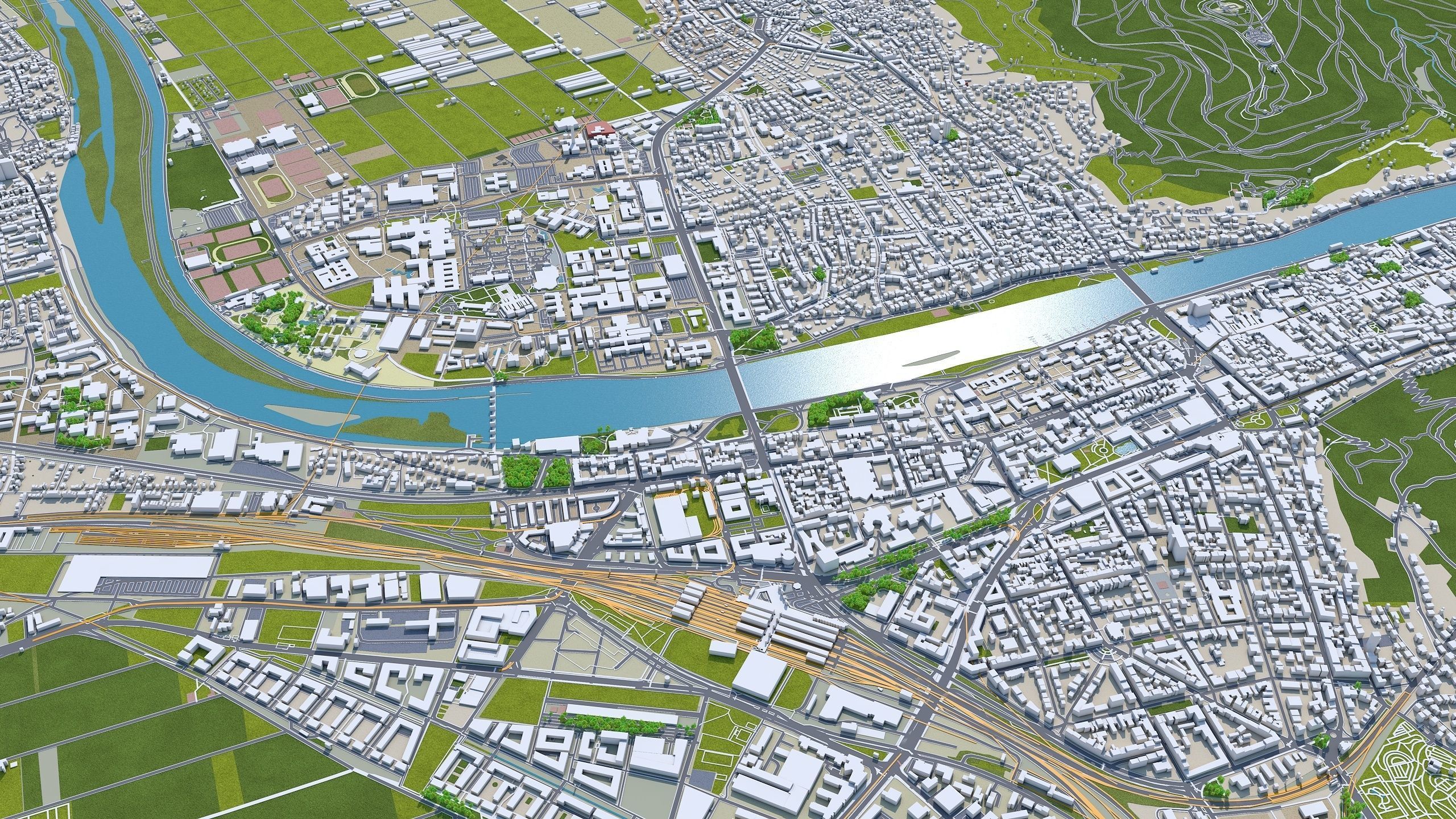 3D model Heidelberg City in Germany 30Km VR / AR / low-poly | CGTrader