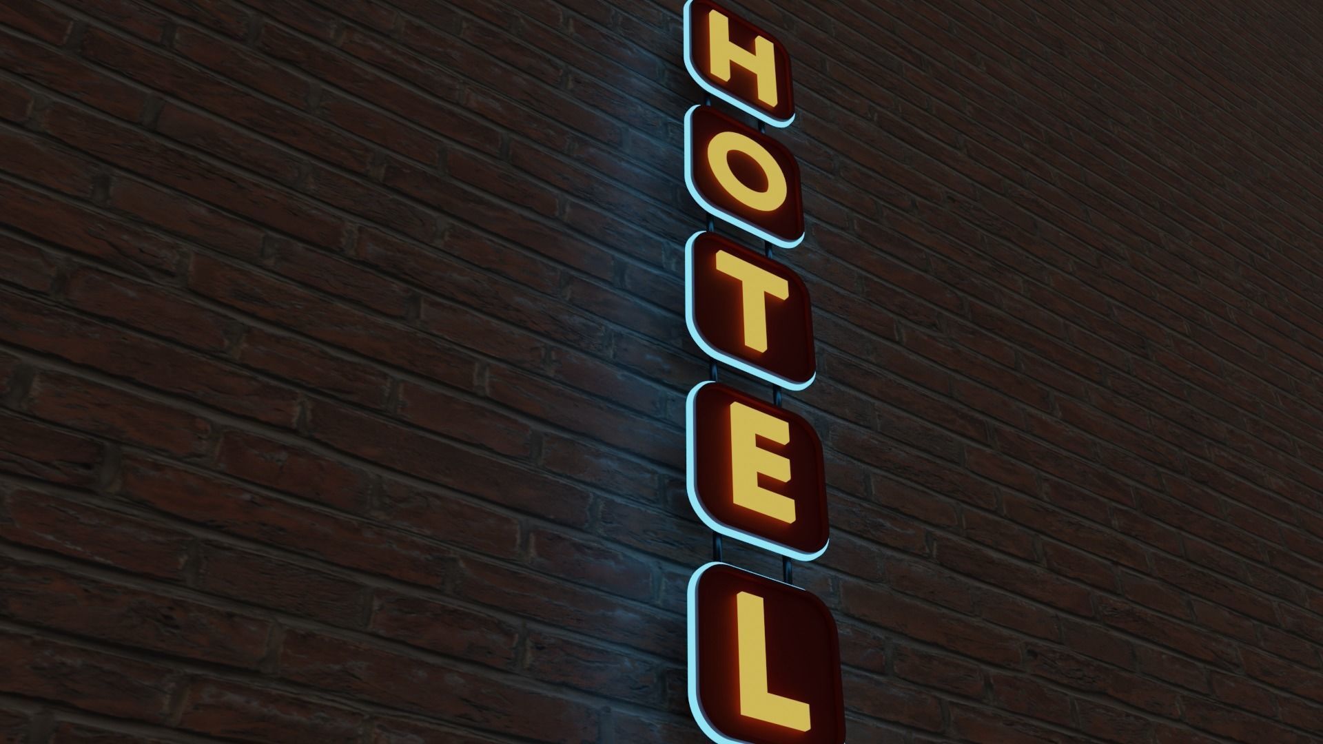 Neon Hotel Sign 3D model | CGTrader