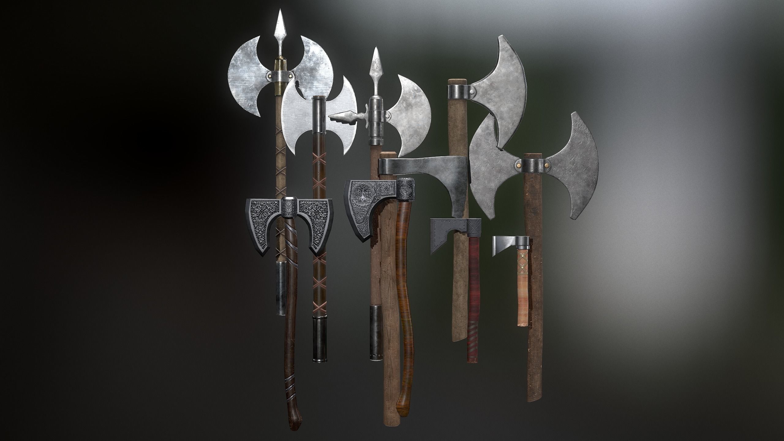 3D model Medieval Weapons Axe Collection-01 VR / AR / low-poly | CGTrader