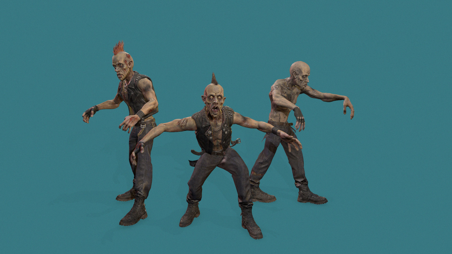 3D model Zombie punk biker VR / AR / low-poly | CGTrader