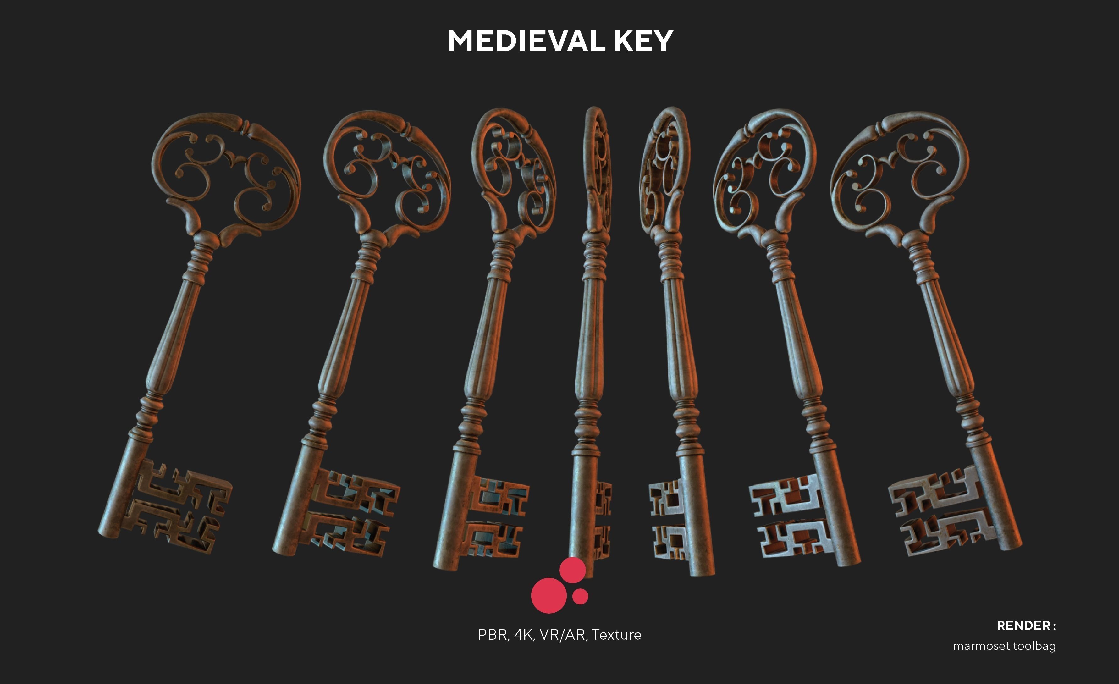 3D model Medieval Keys Set 04 AR low-poly 3D model VR / AR / low-poly ...