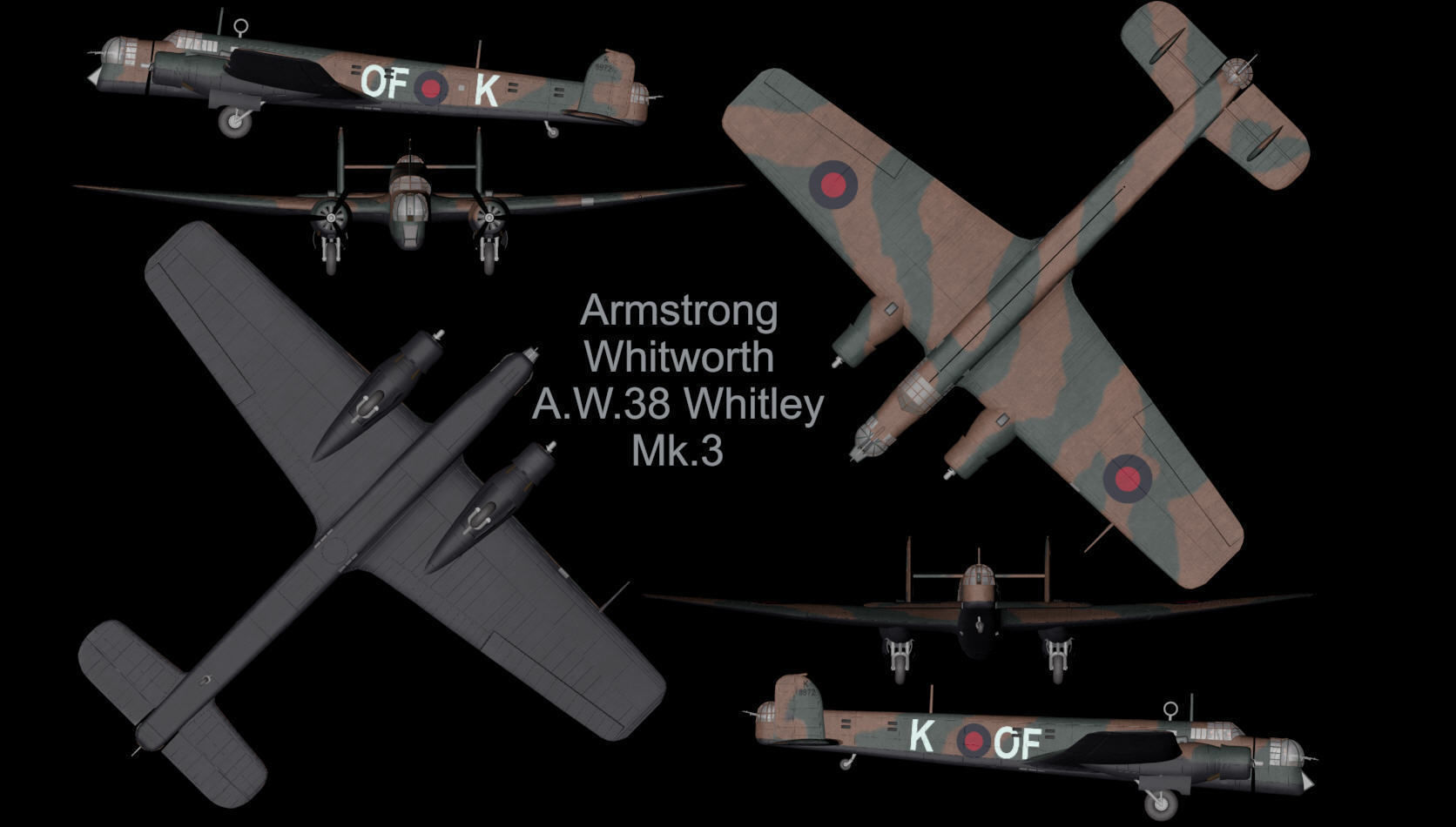 Armstrong Whitworth Whitley Mk-3 3D model | CGTrader