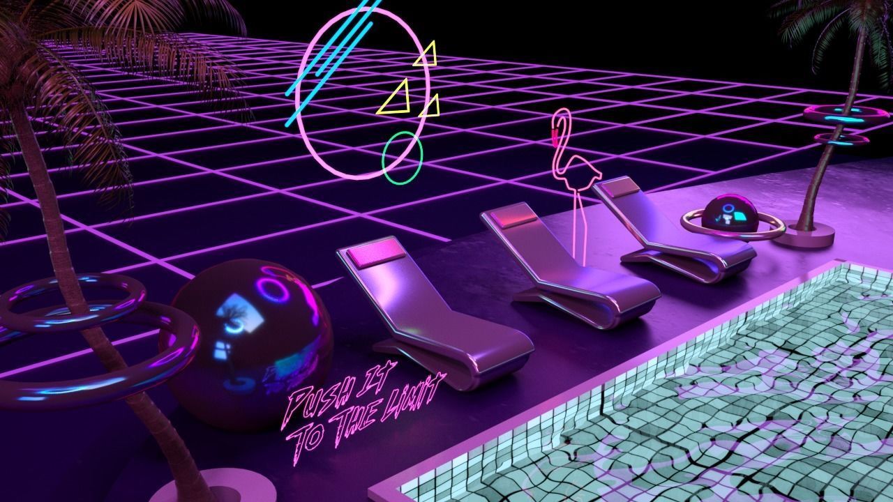 3D model Retro Wave Scene - Vaporwave VR / AR / low-poly | CGTrader