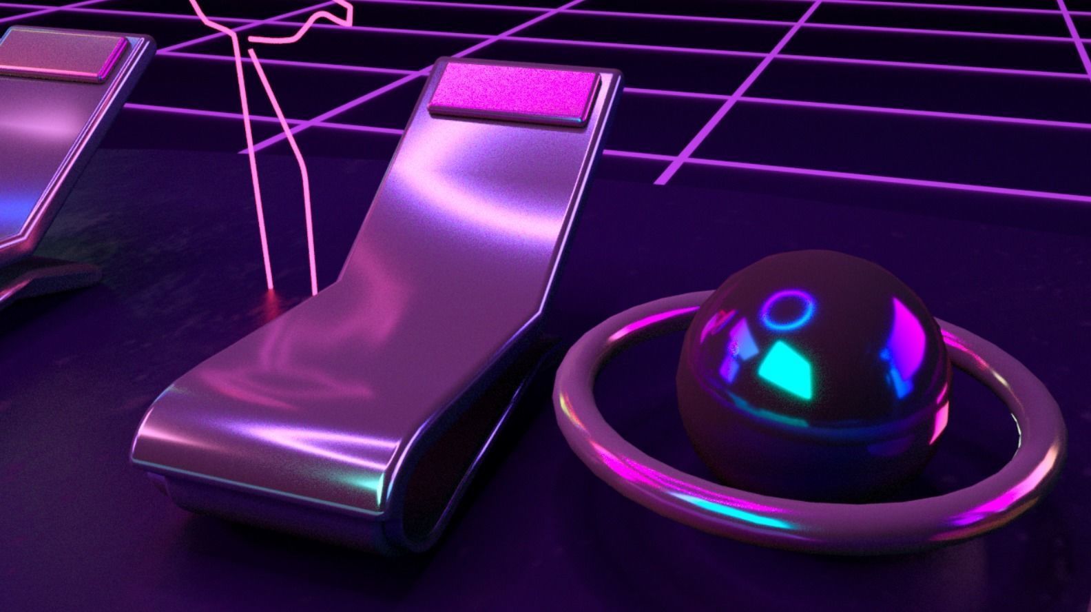 3D model Retro Wave Scene - Vaporwave VR / AR / low-poly | CGTrader