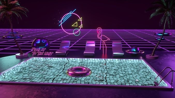 3D model Retro Wave Scene - Vaporwave VR / AR / low-poly | CGTrader