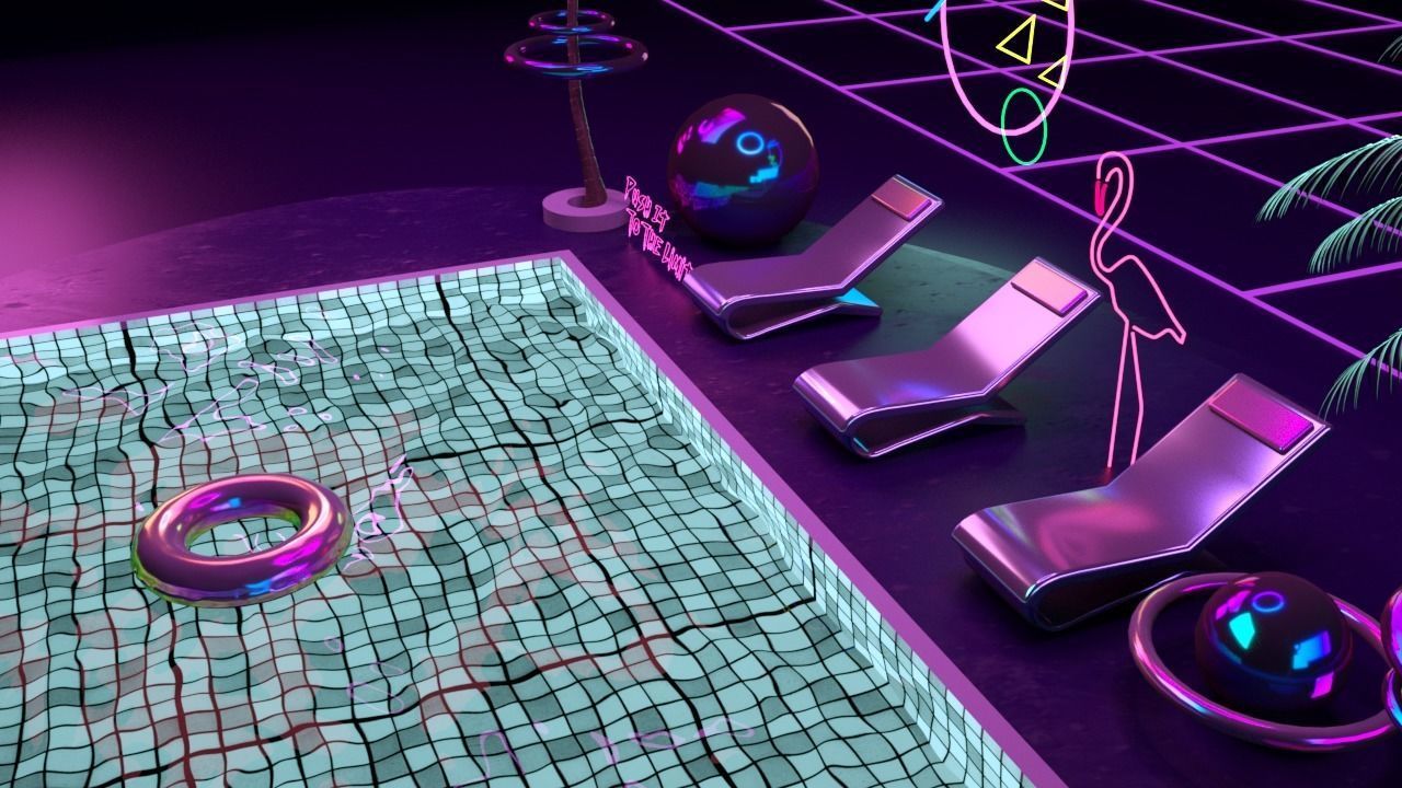3D model Retro Wave Scene - Vaporwave VR / AR / low-poly | CGTrader