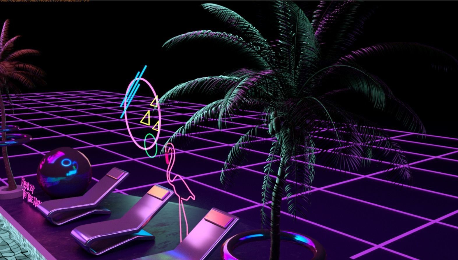 3D model Retro Wave Scene - Vaporwave VR / AR / low-poly | CGTrader
