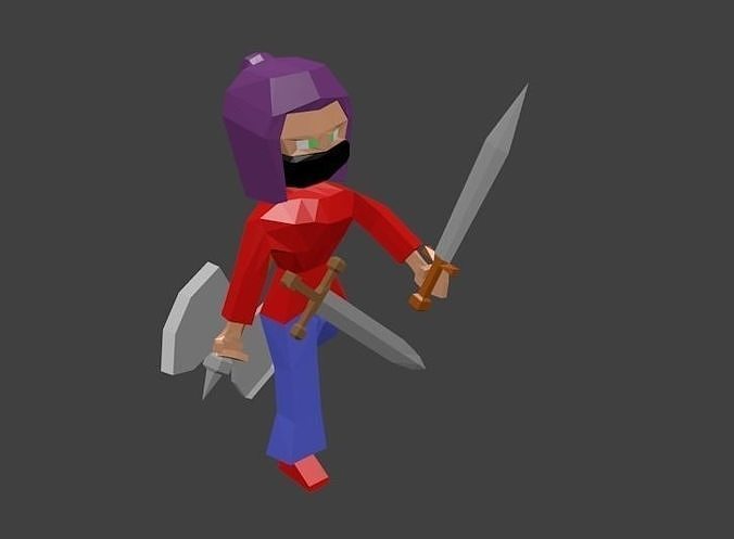 3D model Low Poly RPG Character with swords VR / AR / low-poly | CGTrader