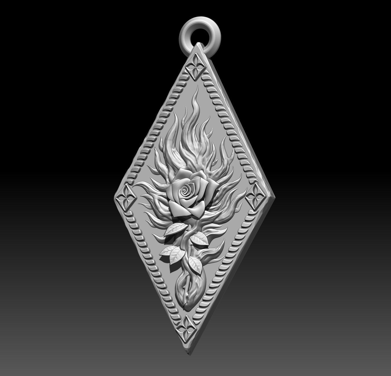 WITCHER ORDER OF THE FLAMING ROSE AMULET 3D model 3D printable | CGTrader