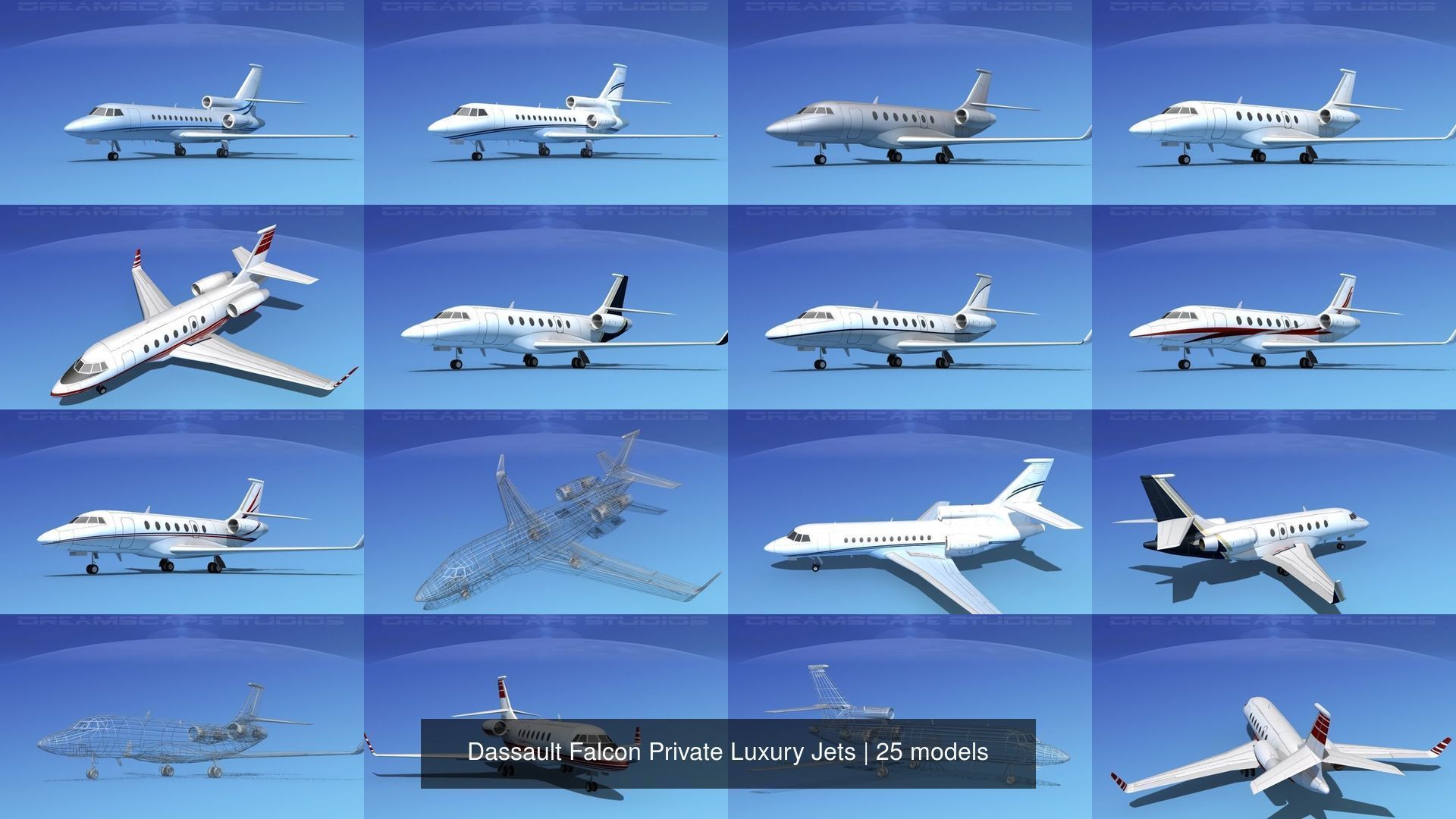 25 Dassault Falcon Private Luxury Jets 3D Model Collection | CGTrader