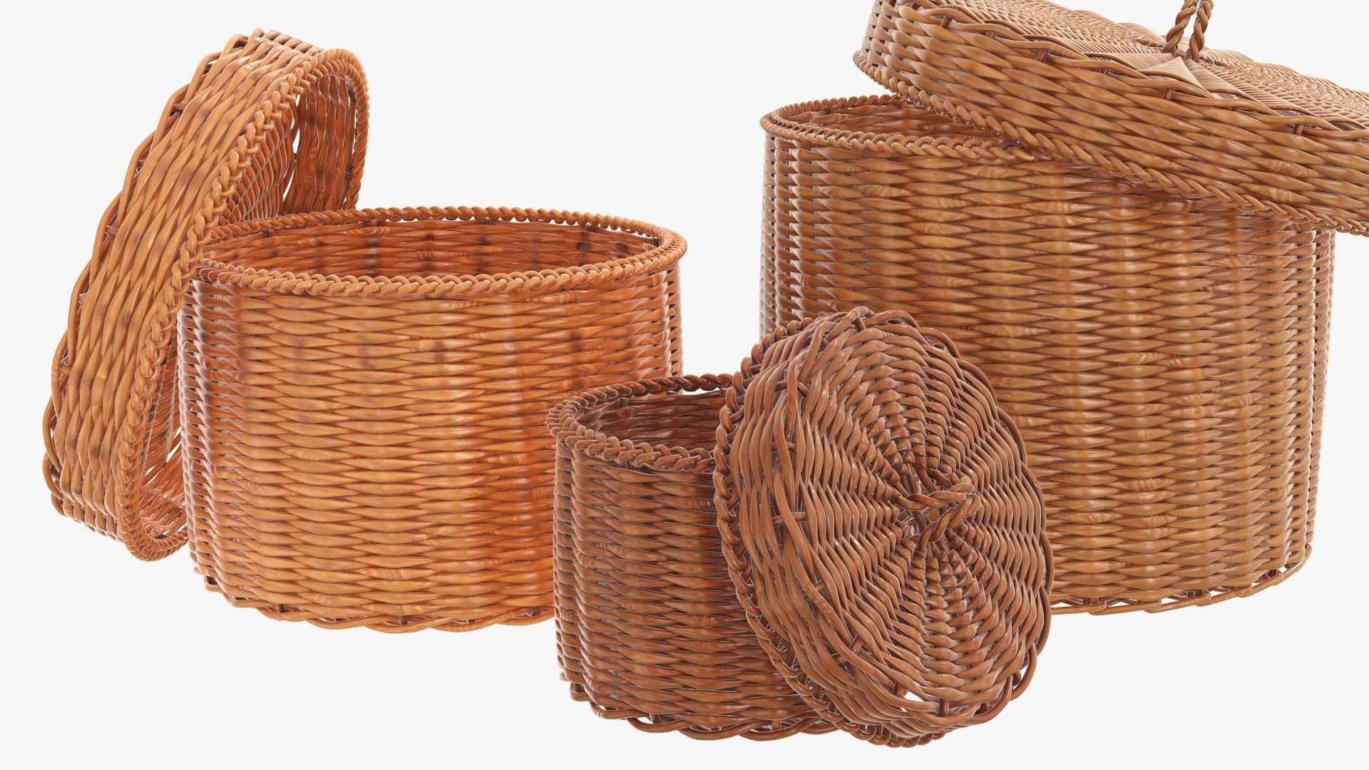 Three wicker boxes 3D model | CGTrader