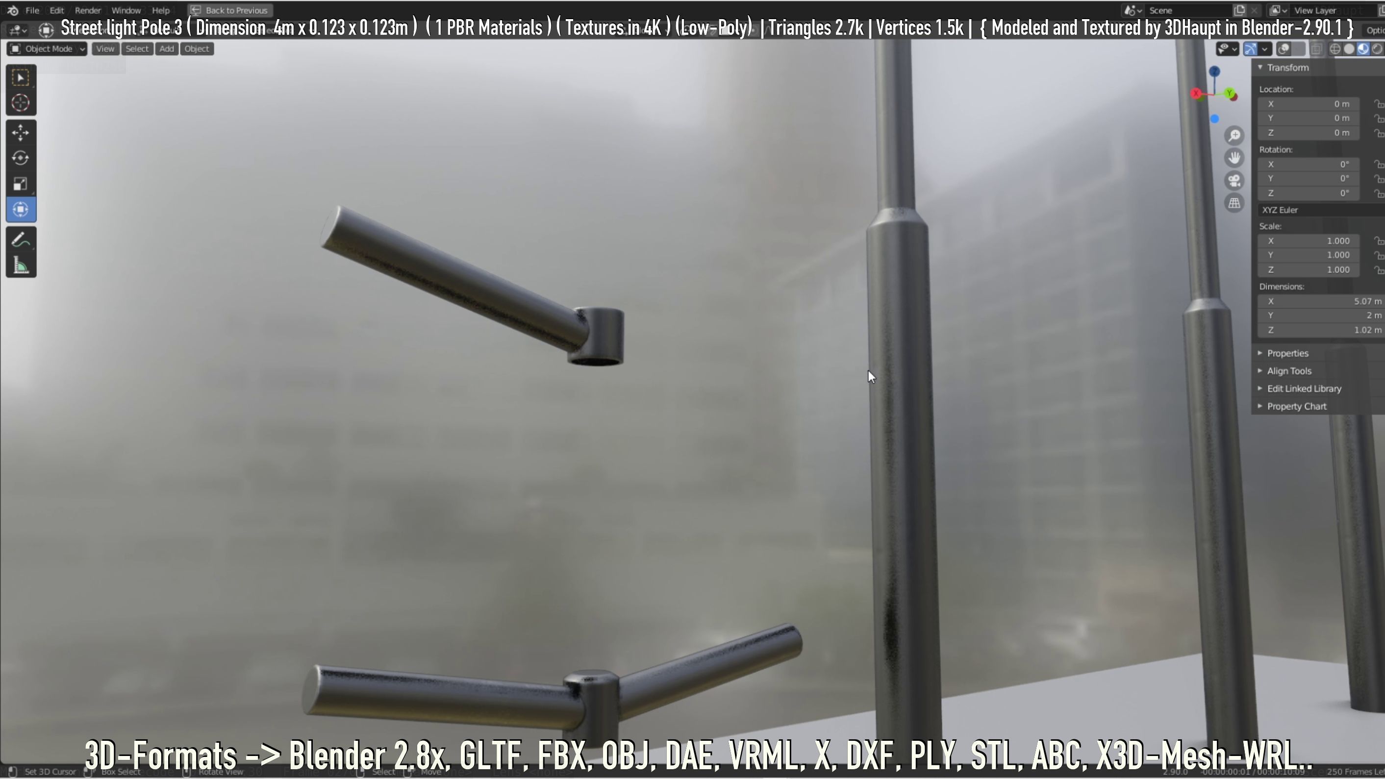 3D model Low-poly street light pole 3 VR / AR / low-poly | CGTrader