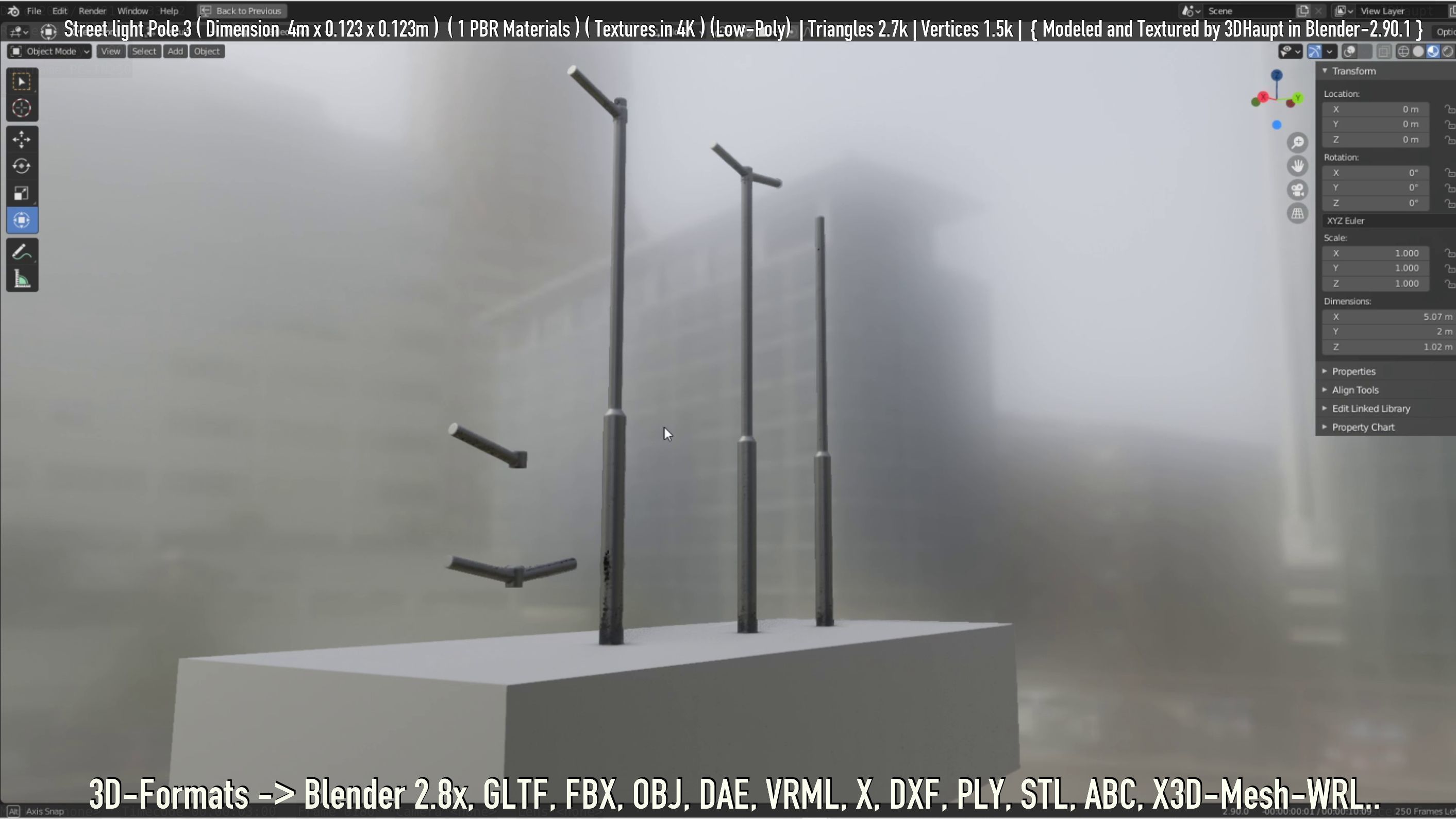 3D model Low-poly street light pole 3 VR / AR / low-poly | CGTrader