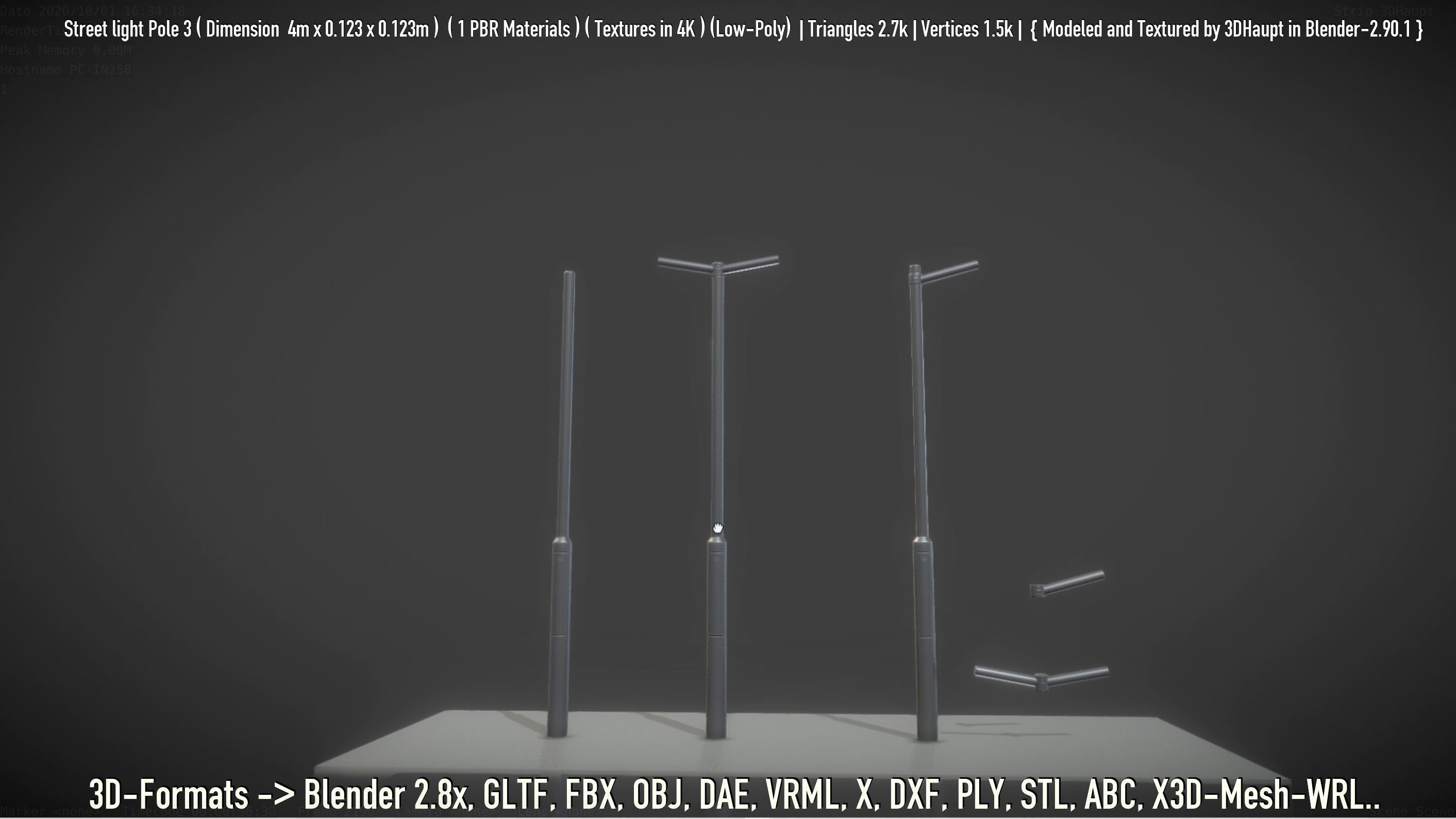 3D model Low-poly street light pole 3 VR / AR / low-poly | CGTrader