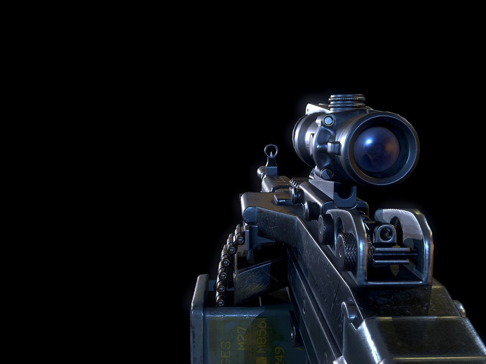 3D model M249 and Acog Scope Light Machine Gun PBR VR / AR / low-poly ...