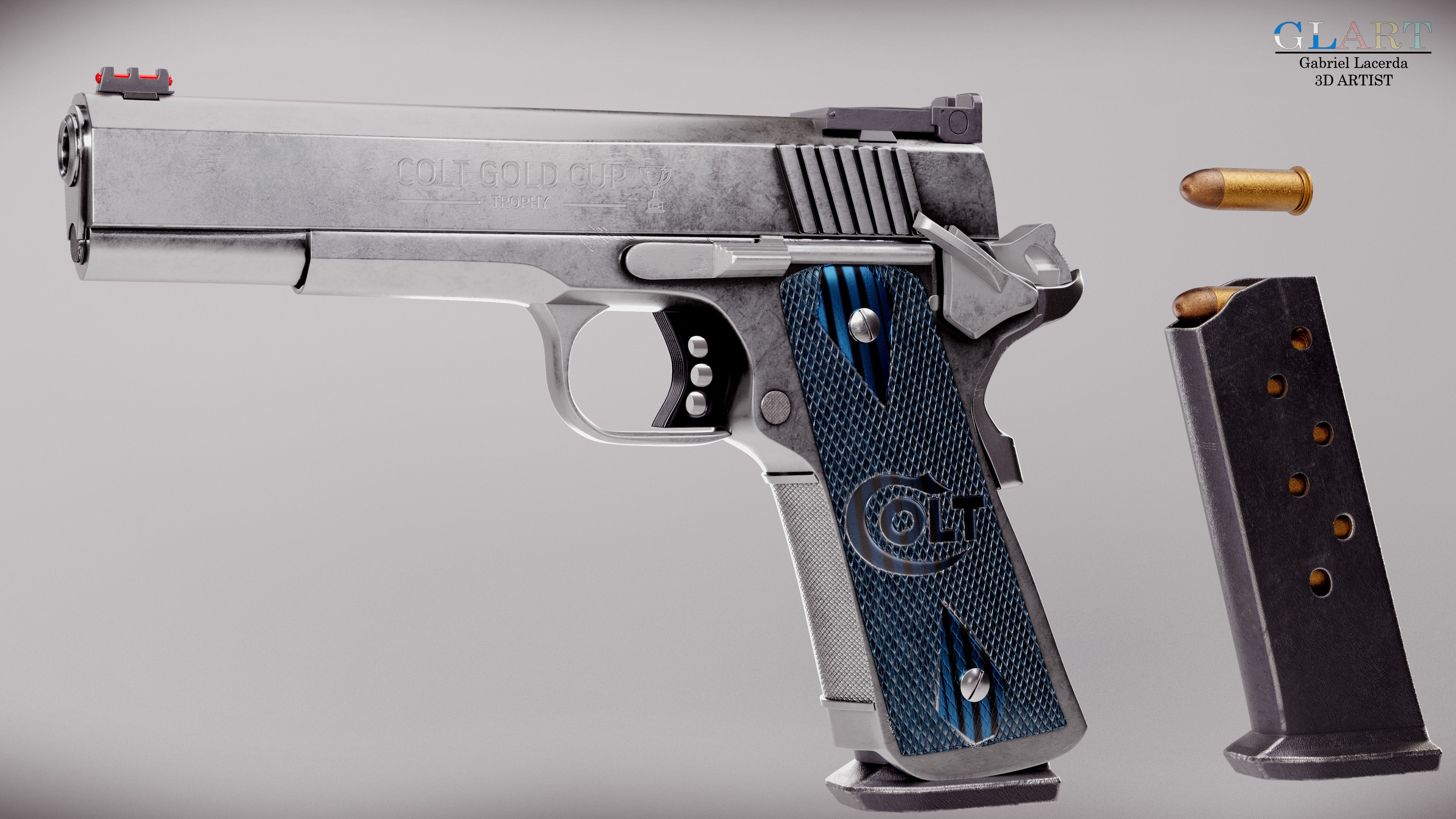 Pistole Colt 1911 Gold Cup Trophy 5 3D model | CGTrader