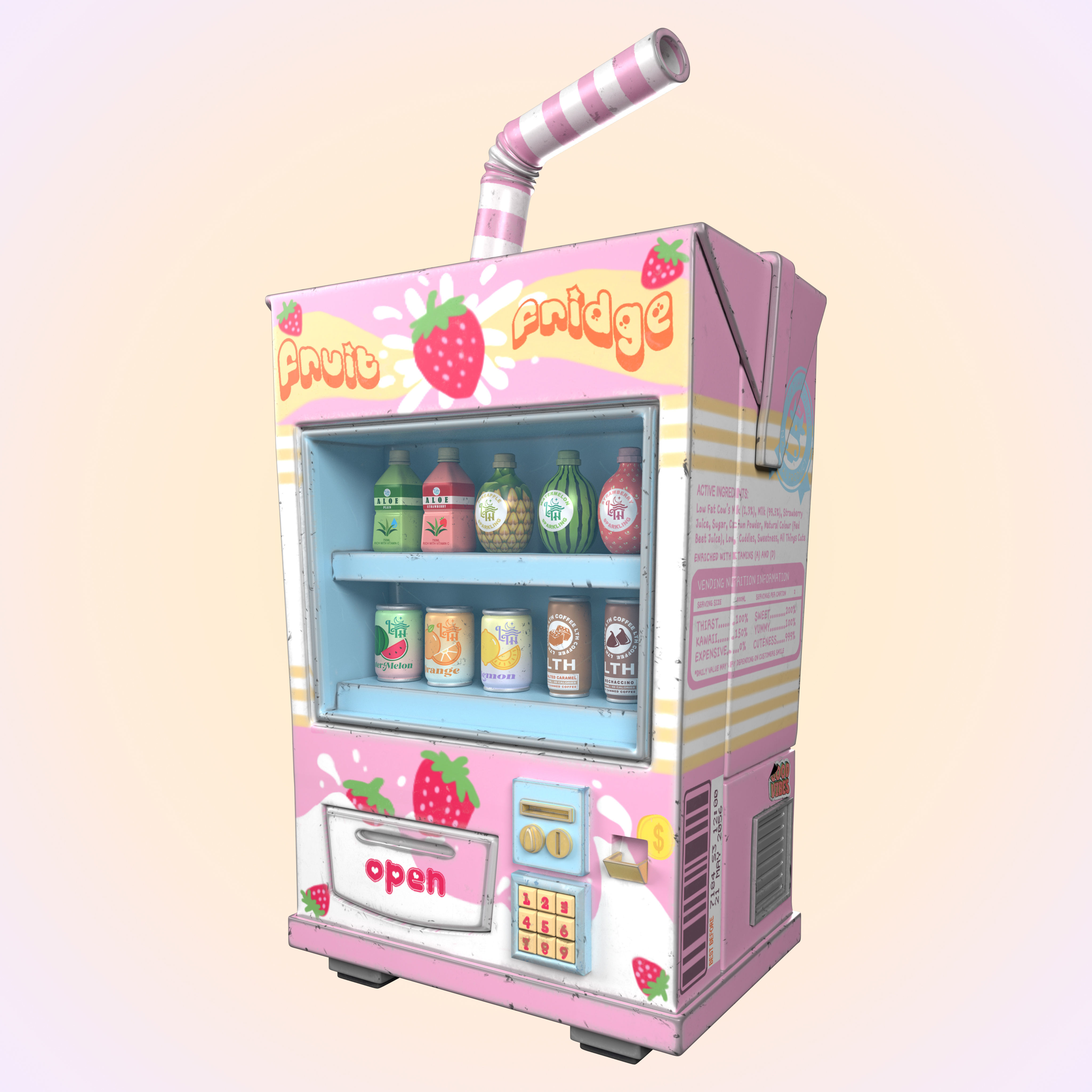 3D model Cute Stylized Vending Machine PBR Low Poly VR / AR / low-poly ...