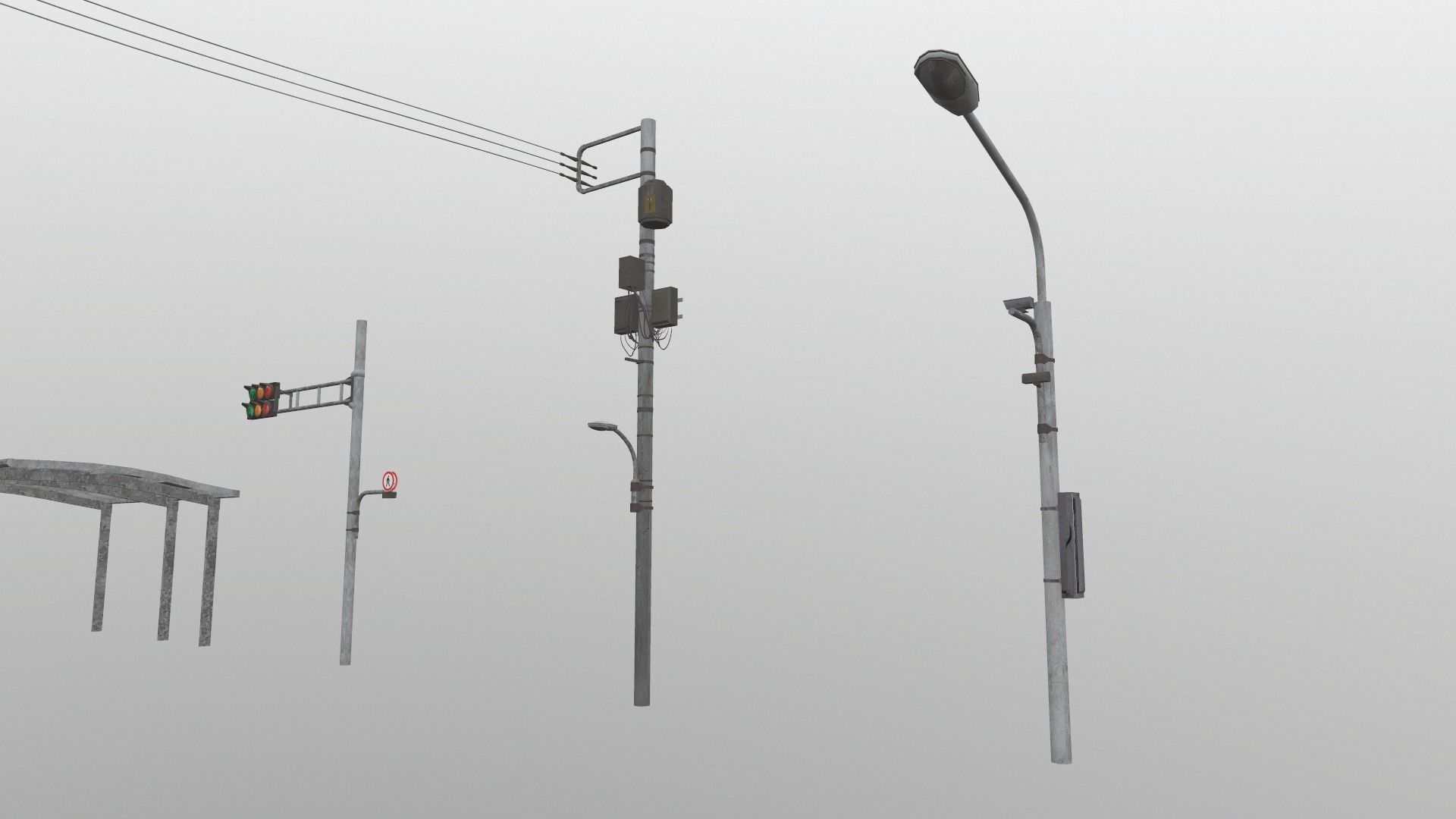 3D model Traffic Lights and Tokyo Poles - Textures VR / AR / low-poly ...