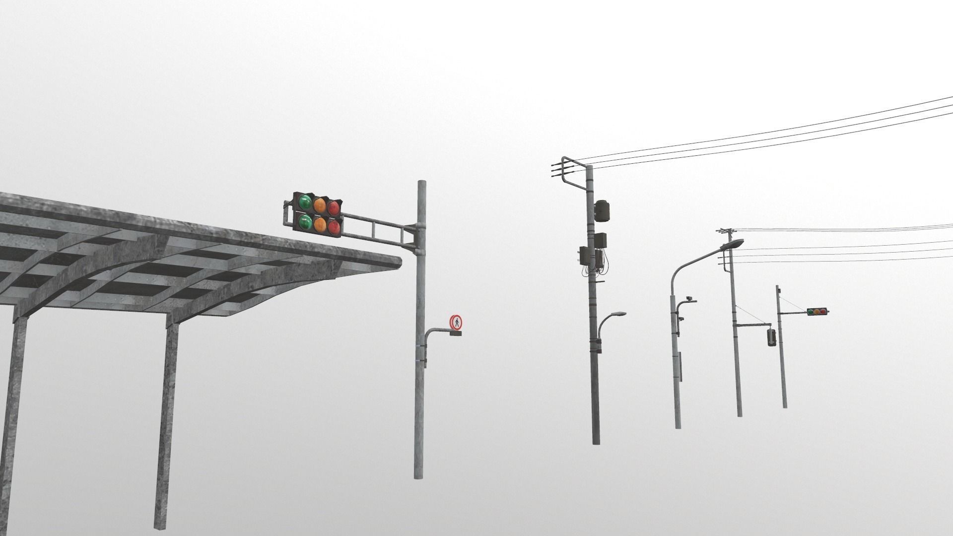 3D model Traffic Lights and Tokyo Poles - Textures VR / AR / low-poly ...