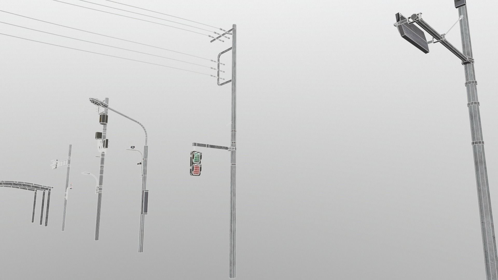 3D model Traffic Lights and Tokyo Poles - Textures VR / AR / low-poly ...