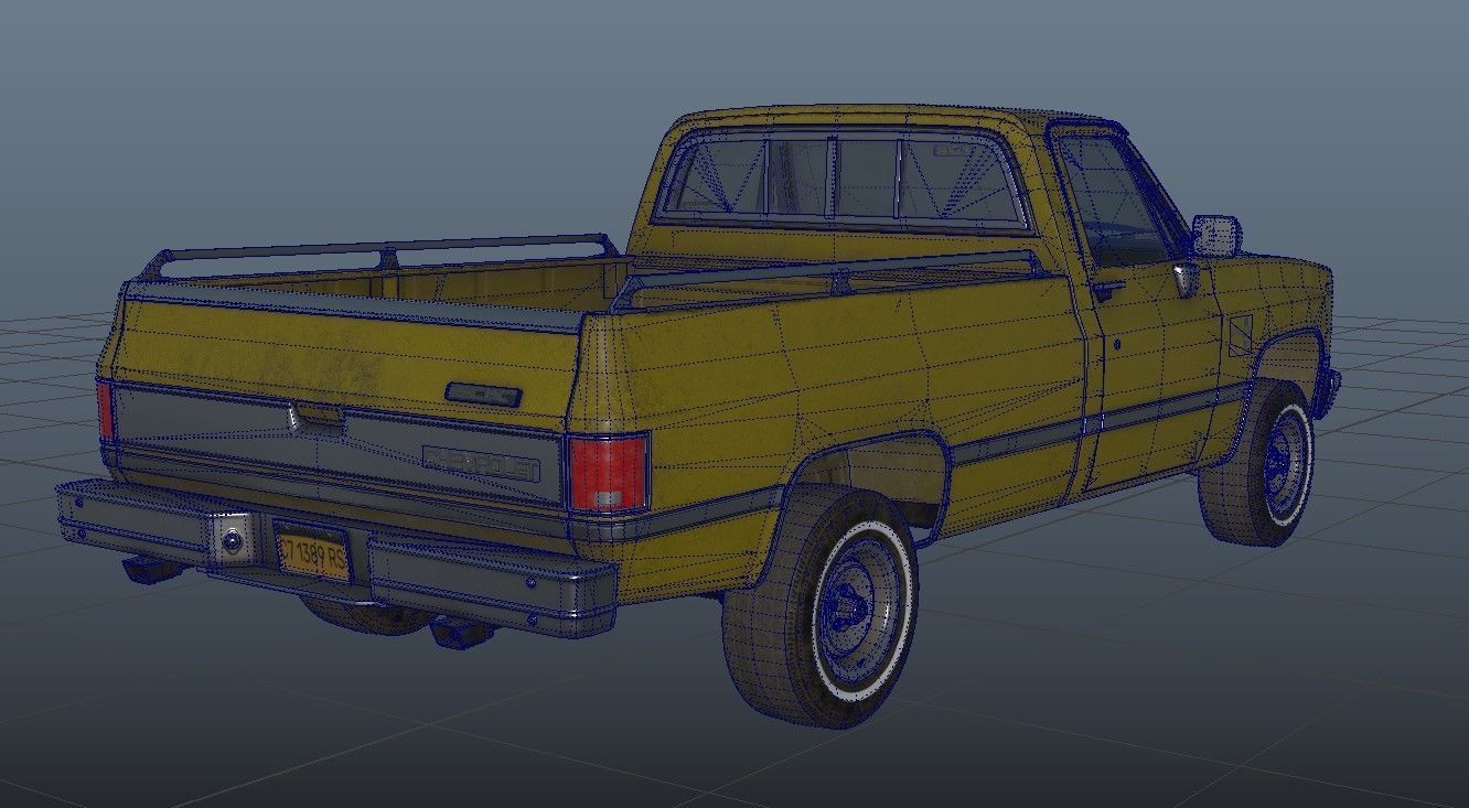 3D model Chevrolet C10 1982 Yellow VR / AR / low-poly | CGTrader