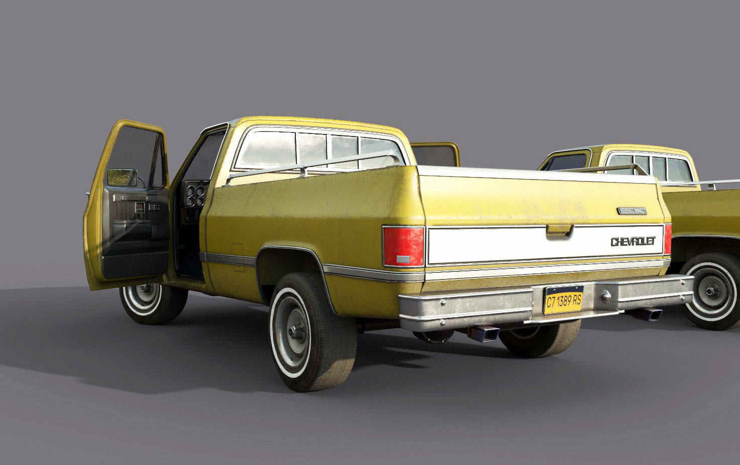 3D model Chevrolet C10 1982 Yellow VR / AR / low-poly | CGTrader