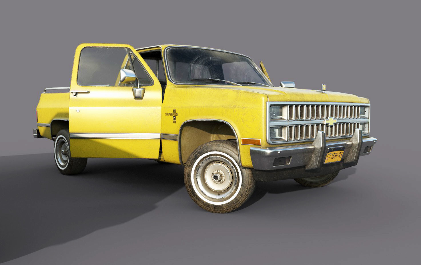 3D model Chevrolet C10 1982 Yellow VR / AR / low-poly | CGTrader