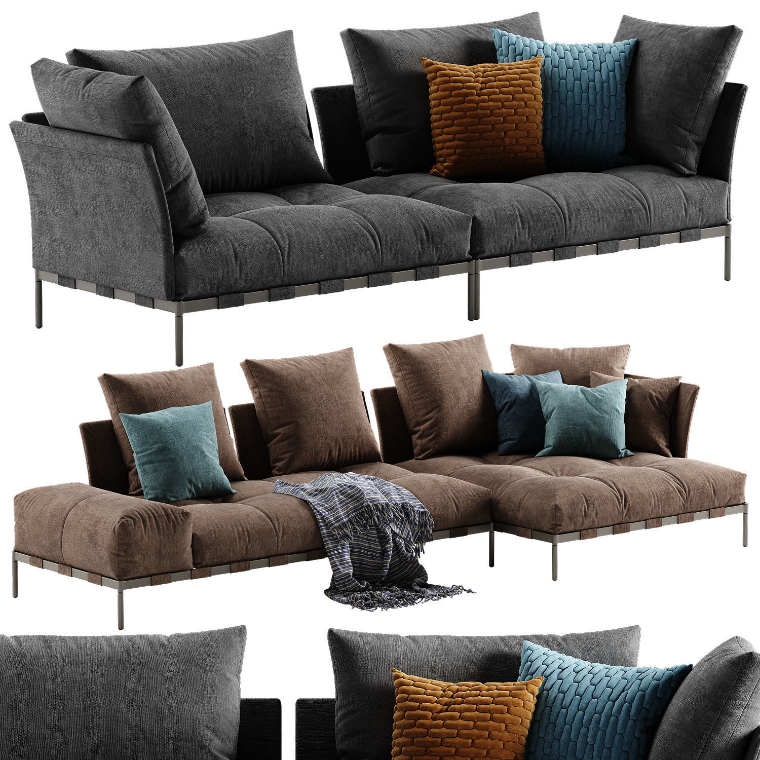 Saba Italia Pixel Light sofa set 2 3D model MAX OBJ FBX