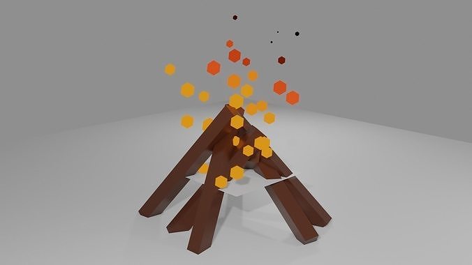 lowpoly campfire 3D model animated | CGTrader