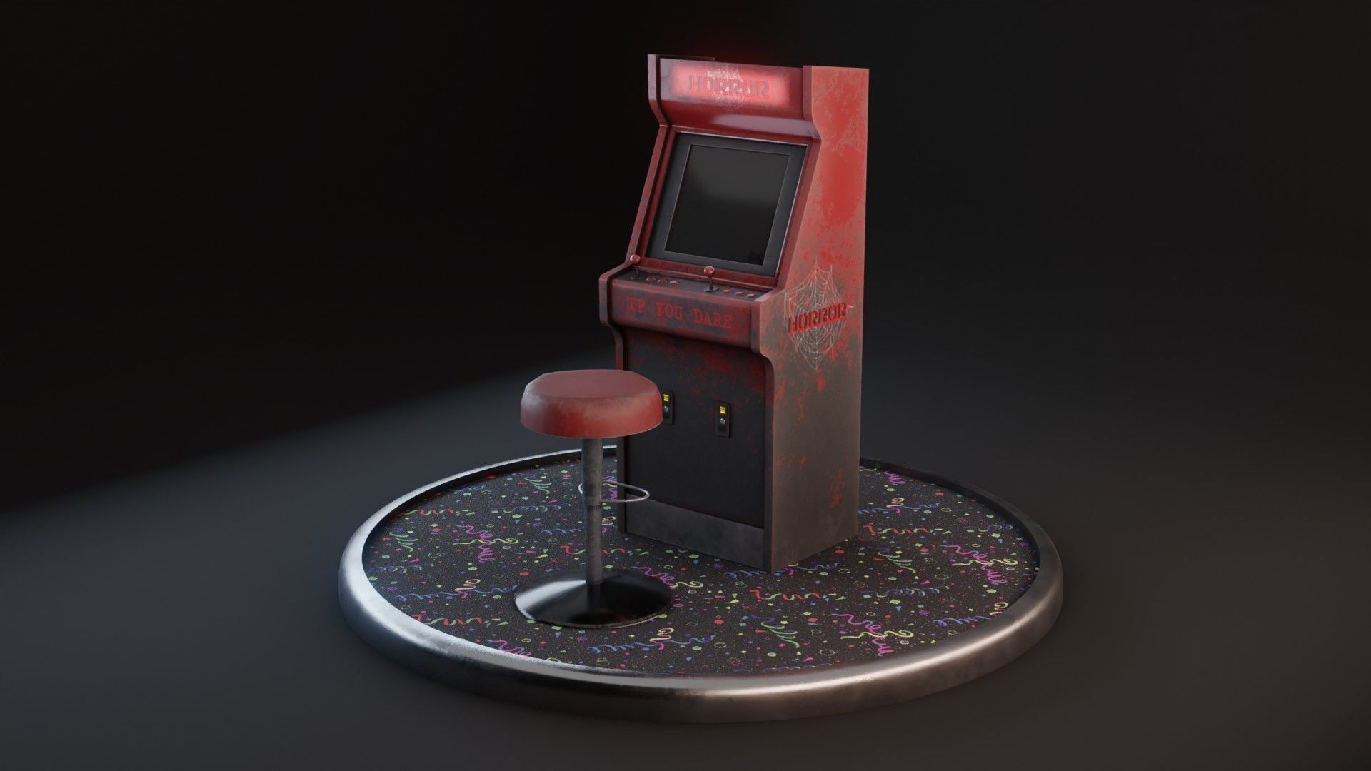 3D model 4 Arcade Machines with Chair - Retro - Game Ready VR / AR ...