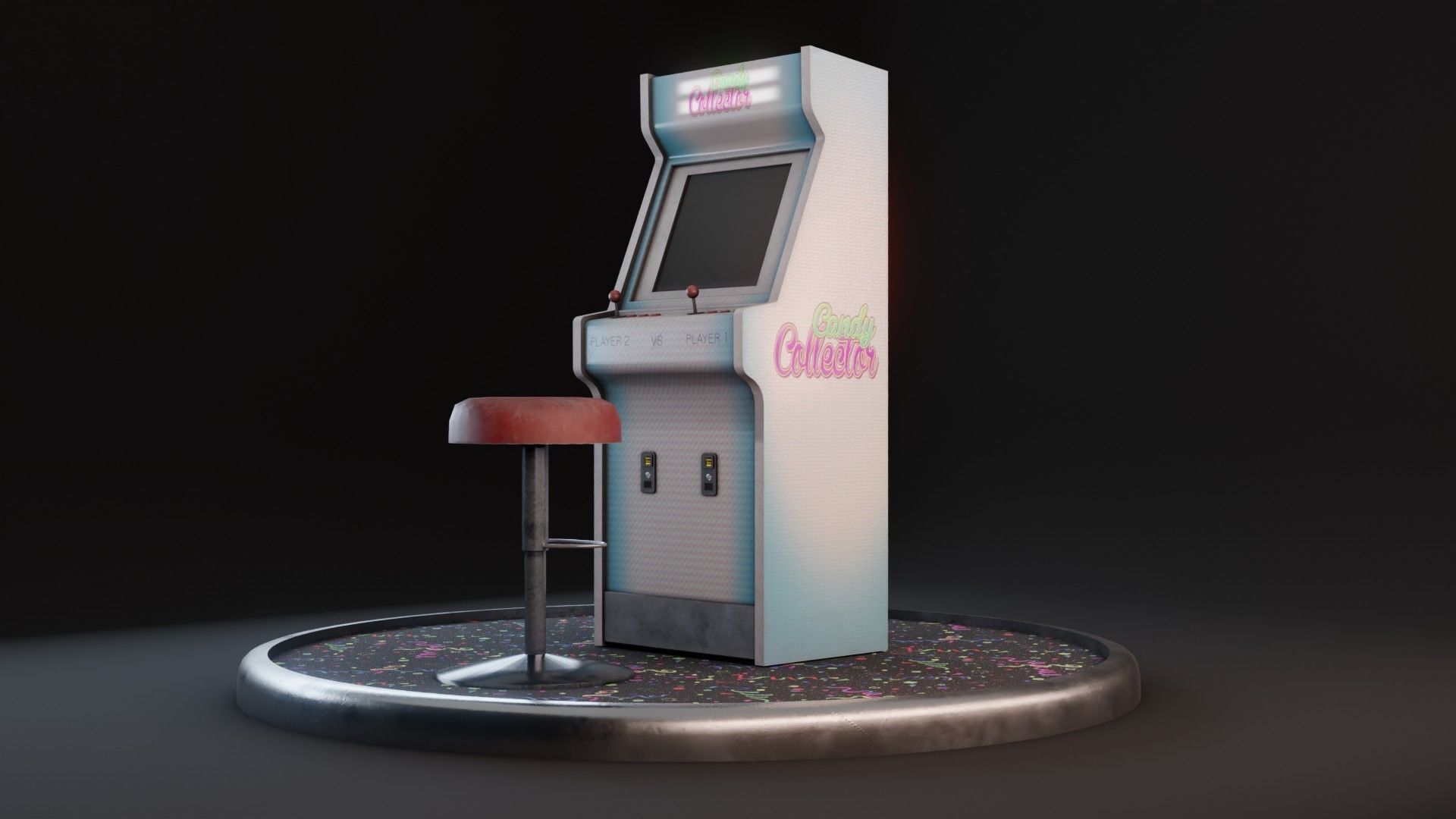 3D model 4 Arcade Machines with Chair - Retro - Game Ready VR / AR ...
