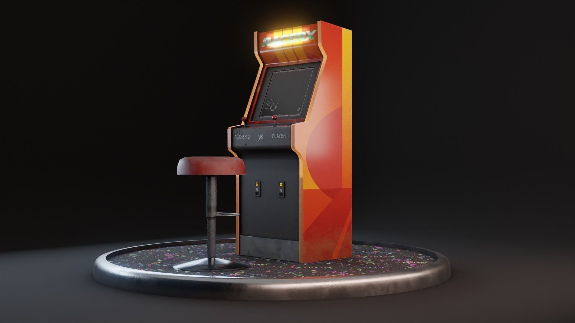 3D model 4 Arcade Machines with Chair - Retro - Game Ready VR / AR ...