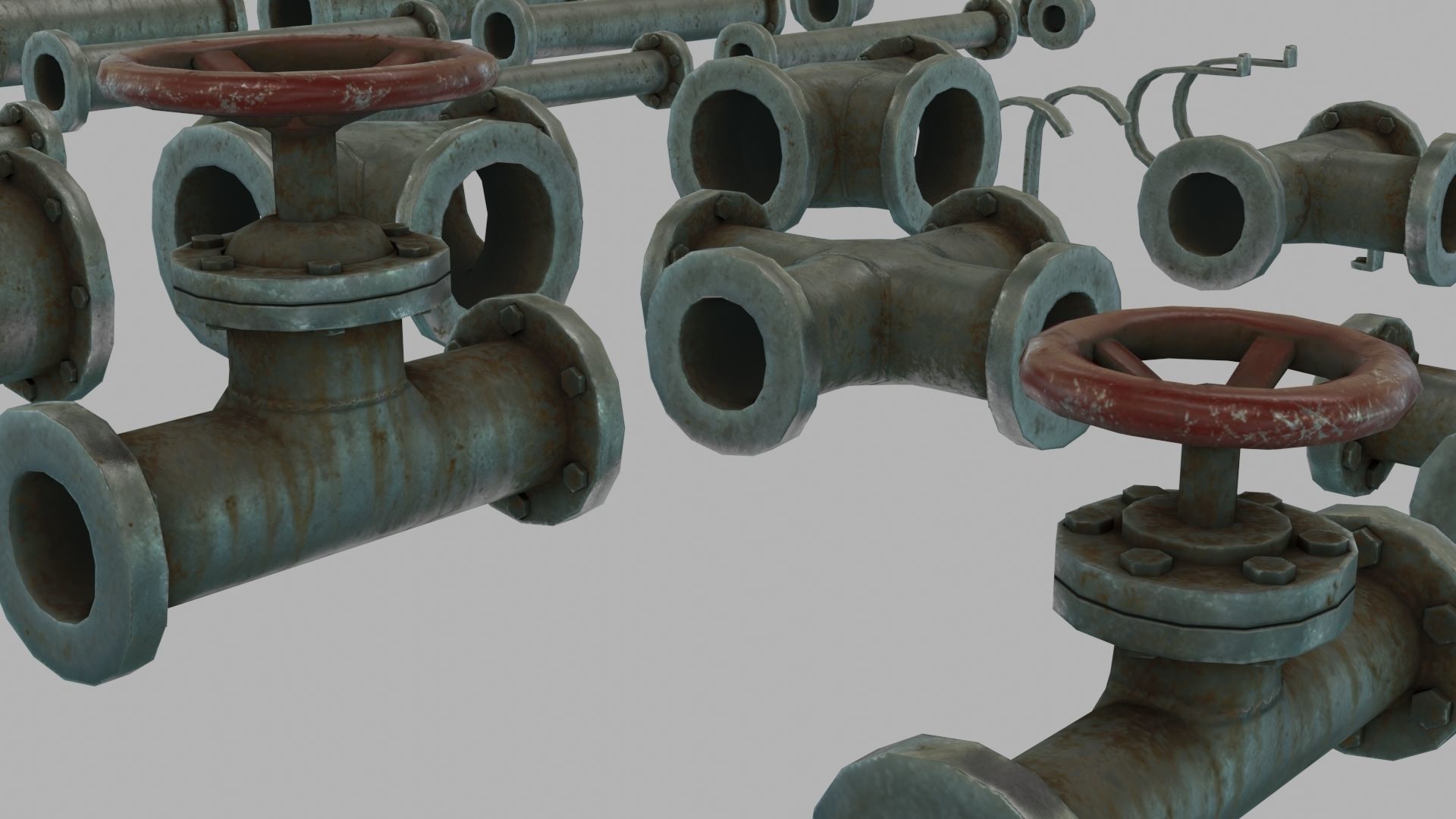 3D model Low Poly Modular PBR Pipe Asset Collection VR / AR / low-poly ...