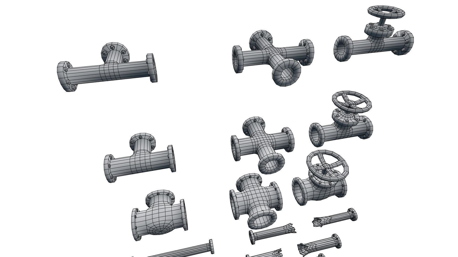 3D model Low Poly Modular PBR Pipe Asset Collection VR / AR / low-poly ...