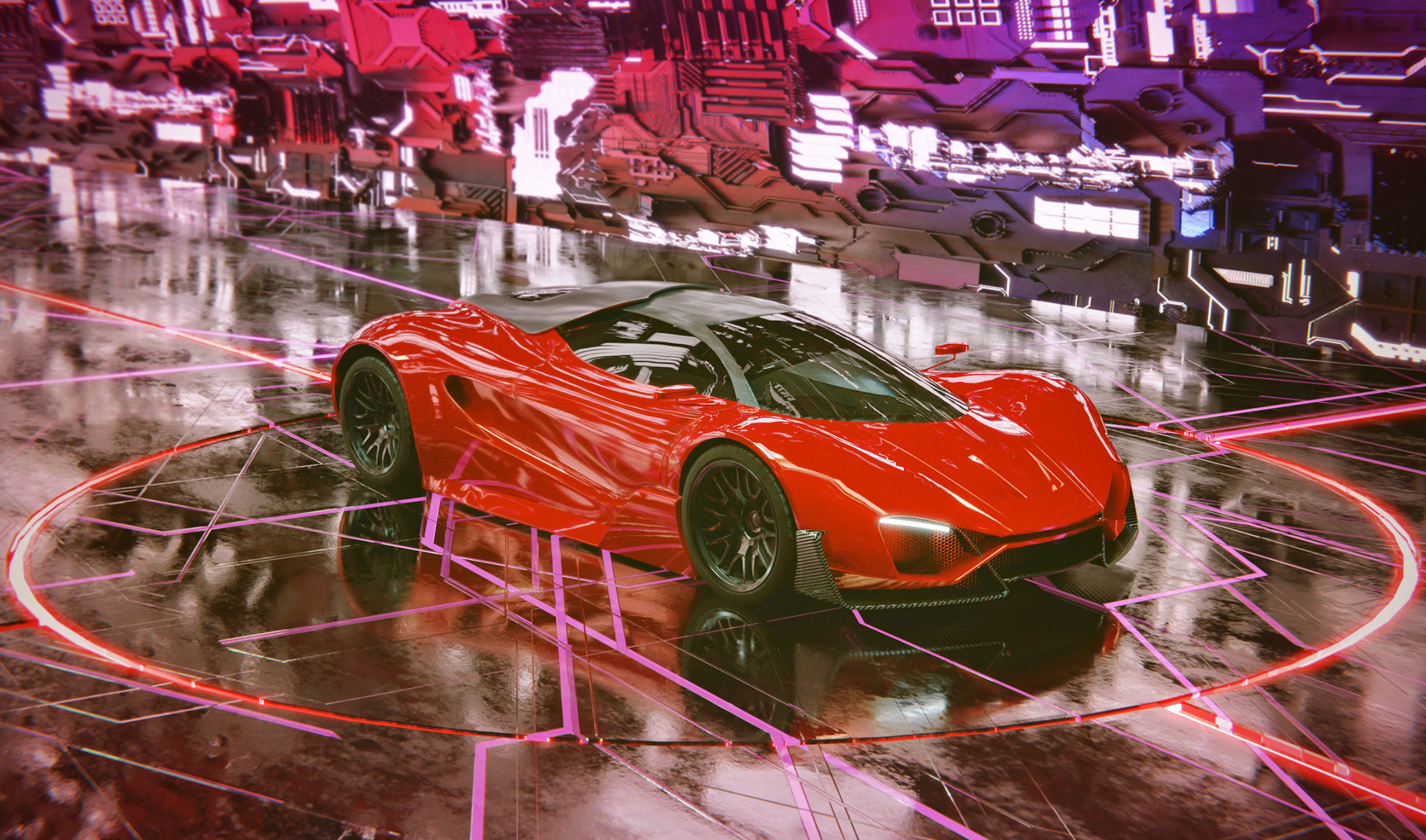 3D model Sci Fi Car Scene VR / AR / low-poly | CGTrader