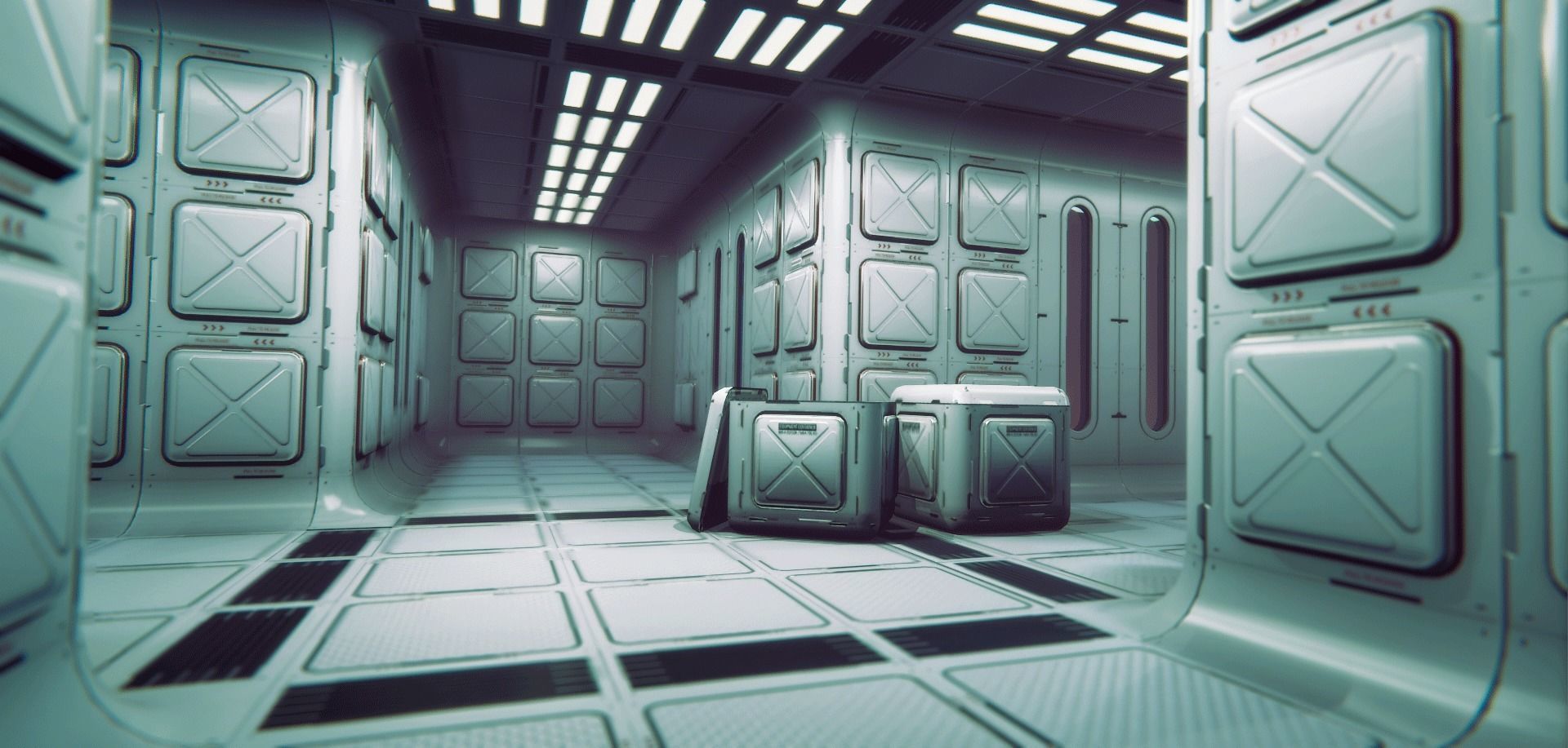 3D model Sci-Fi Corridor Blocks Modular Game-Ready PBR KIT VR / AR ...