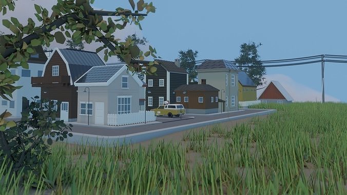 3D model Low poly town in Norway VR / AR / low-poly | CGTrader