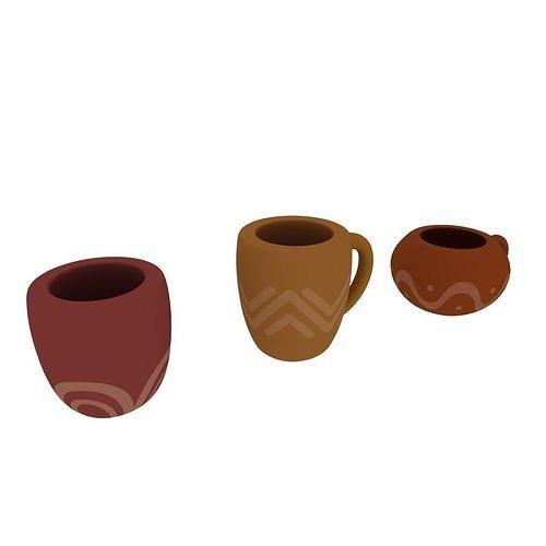 Clay cups 3D model rigged | CGTrader