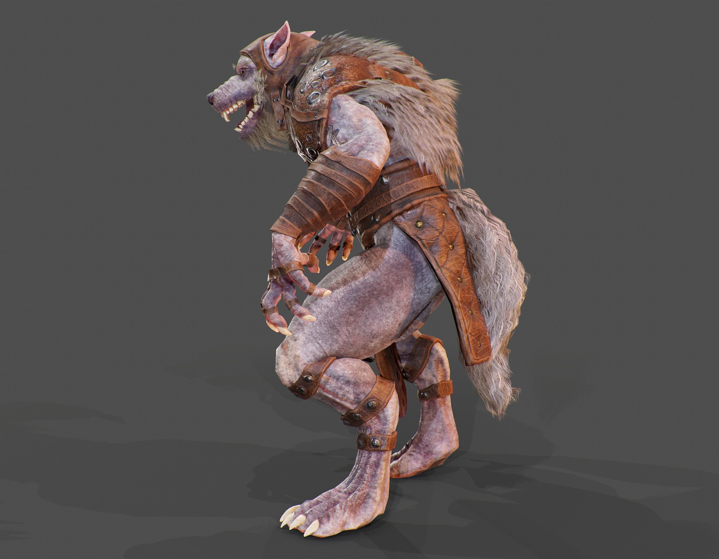 3D model Armored Werewolf Commander VR / AR / low-poly rigged animated ...