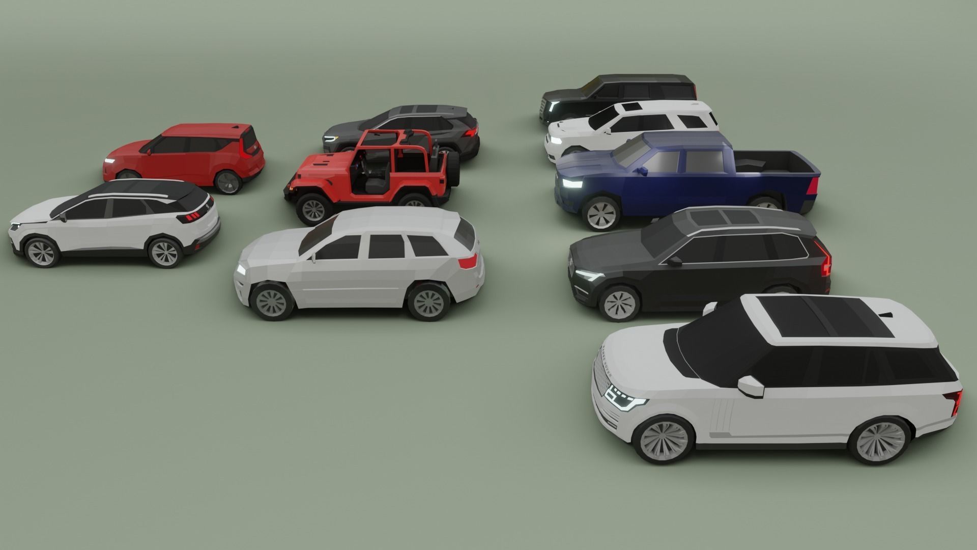 3D model low-poly SUV pack - 10 SUV VR / AR / low-poly | CGTrader