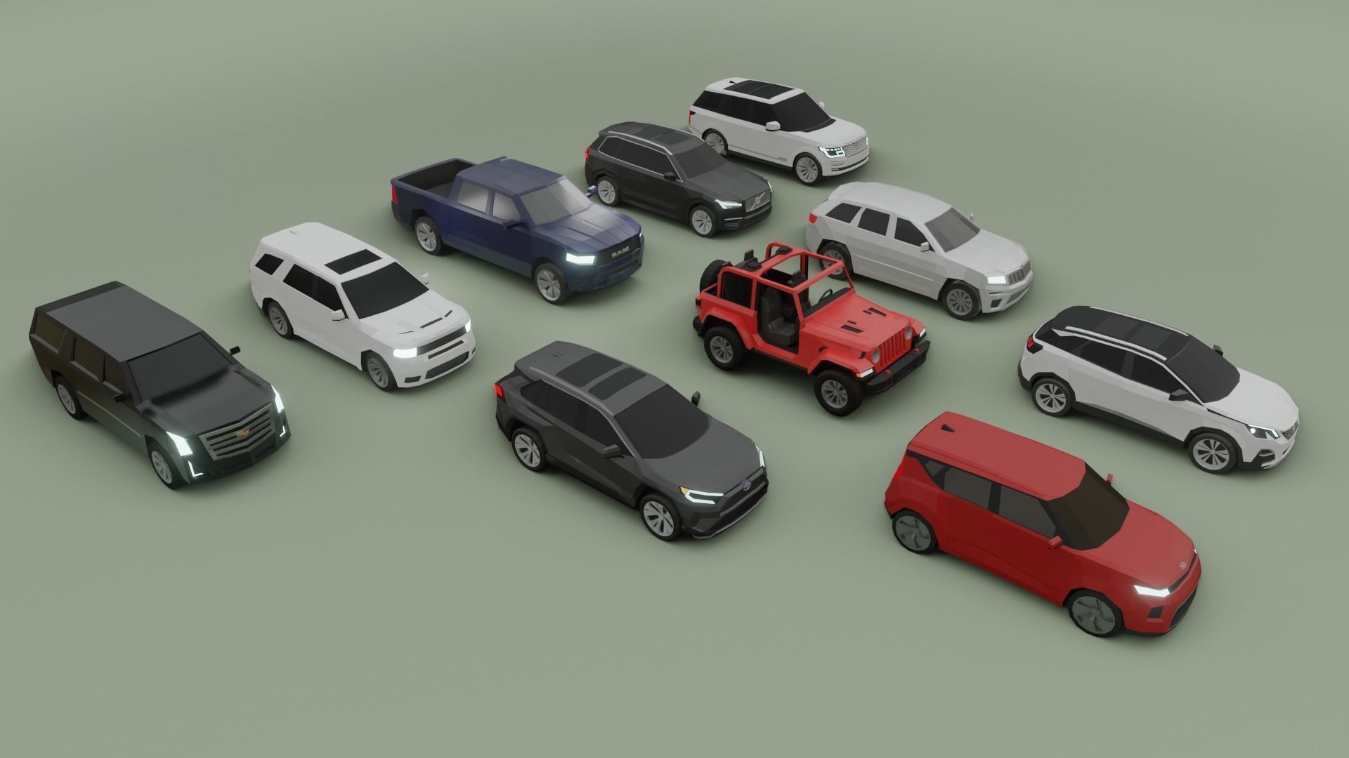 3D model low-poly SUV pack - 10 SUV VR / AR / low-poly | CGTrader
