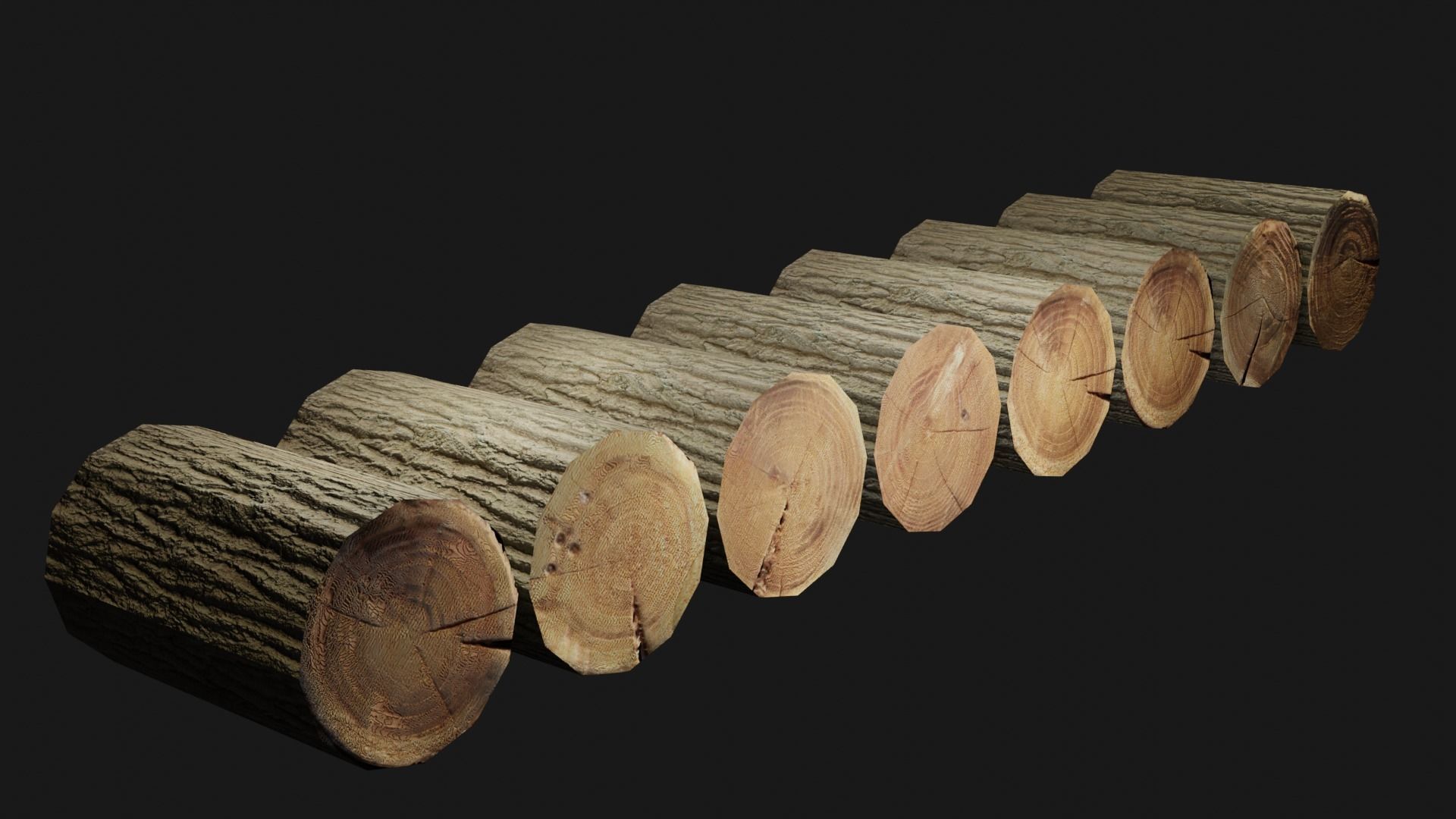3D model low poly logs wood in row VR / AR / low-poly | CGTrader