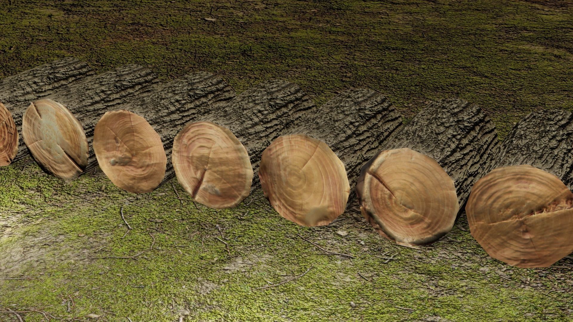 3D model low poly logs wood in row VR / AR / low-poly | CGTrader