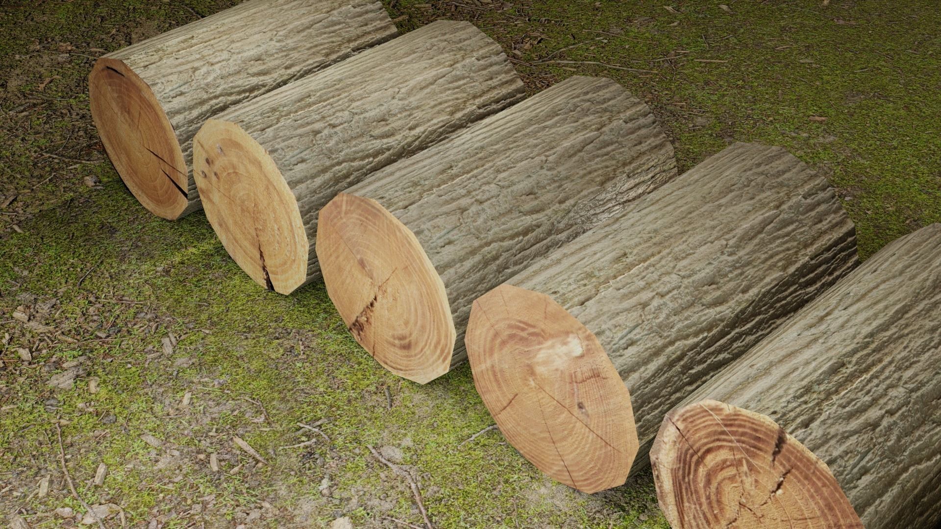3D model low poly logs wood in row VR / AR / low-poly | CGTrader
