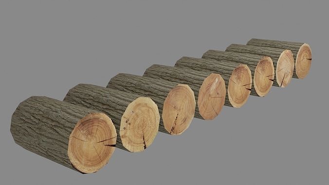 3D model low poly logs wood in row VR / AR / low-poly | CGTrader